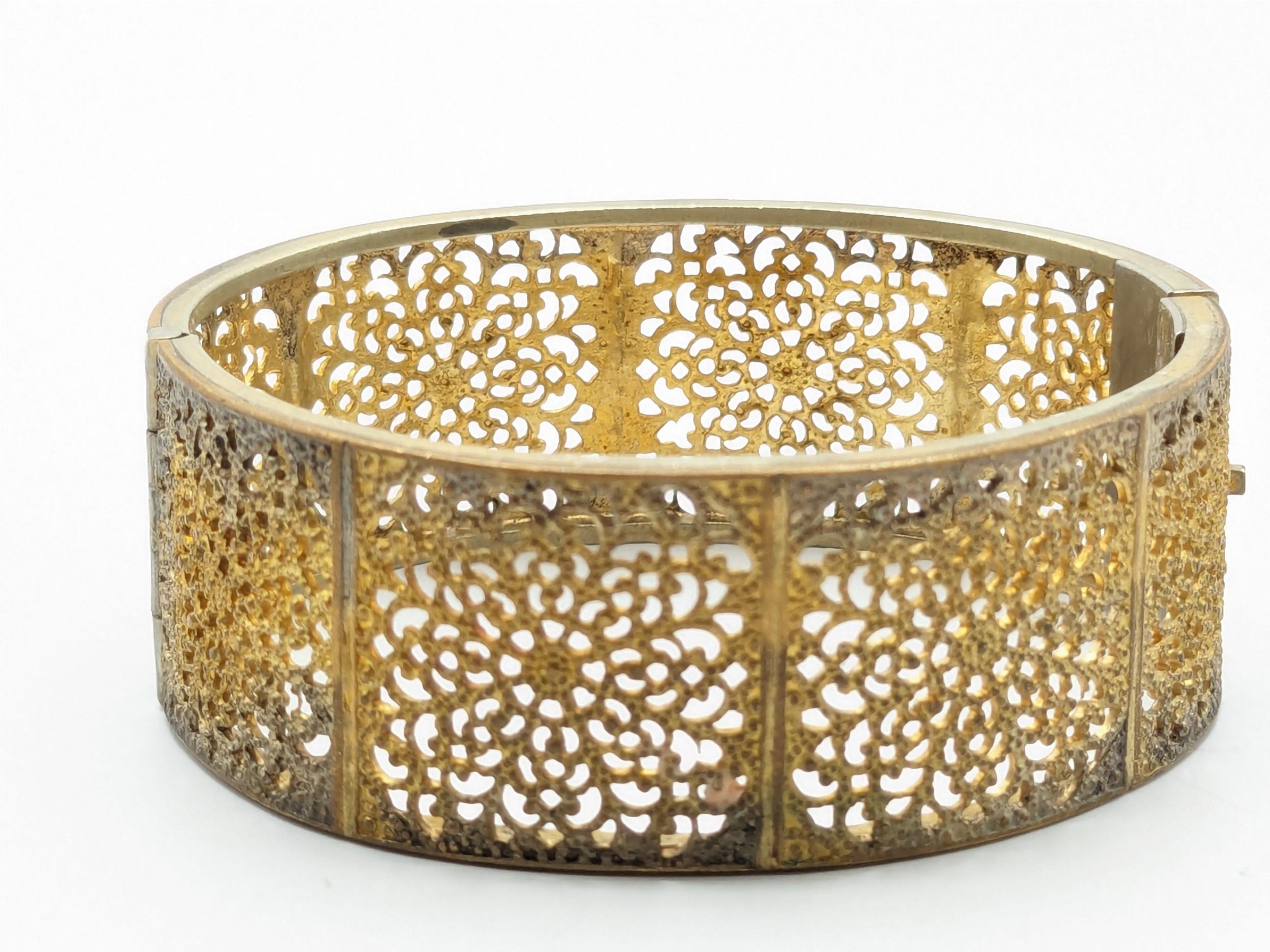 Vintage Napier French Filigree Hinged Bangle Bracelet Book Piece