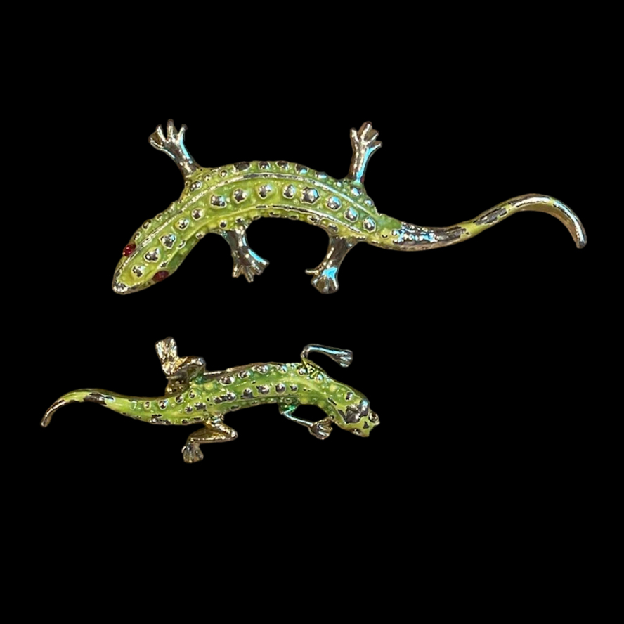 Vintage Pair of Lizard Jewelry Brooch Pins