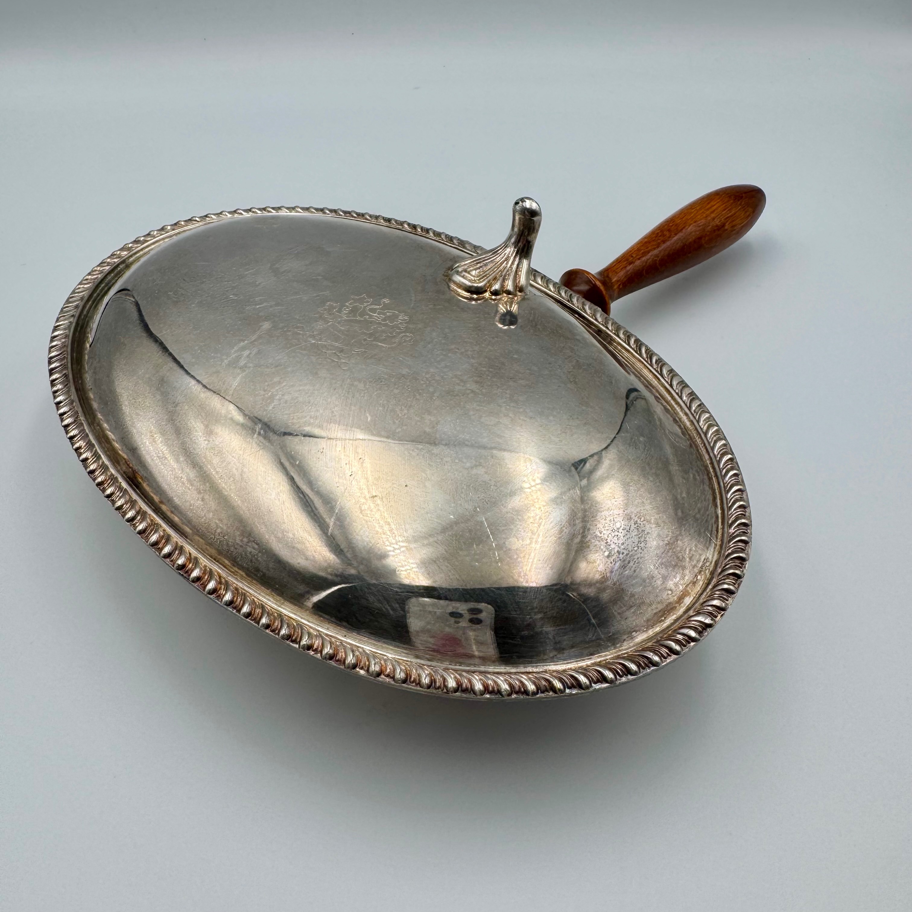 Poole Silver Co. Silver Plated Lion Oval Silent Butler Crumb Catcher