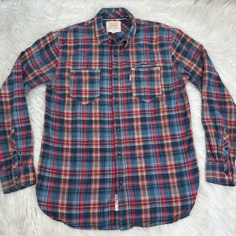 Levi’s Men’s Multi-Colored Plaid Button Down Flannel Shirt Med/C40