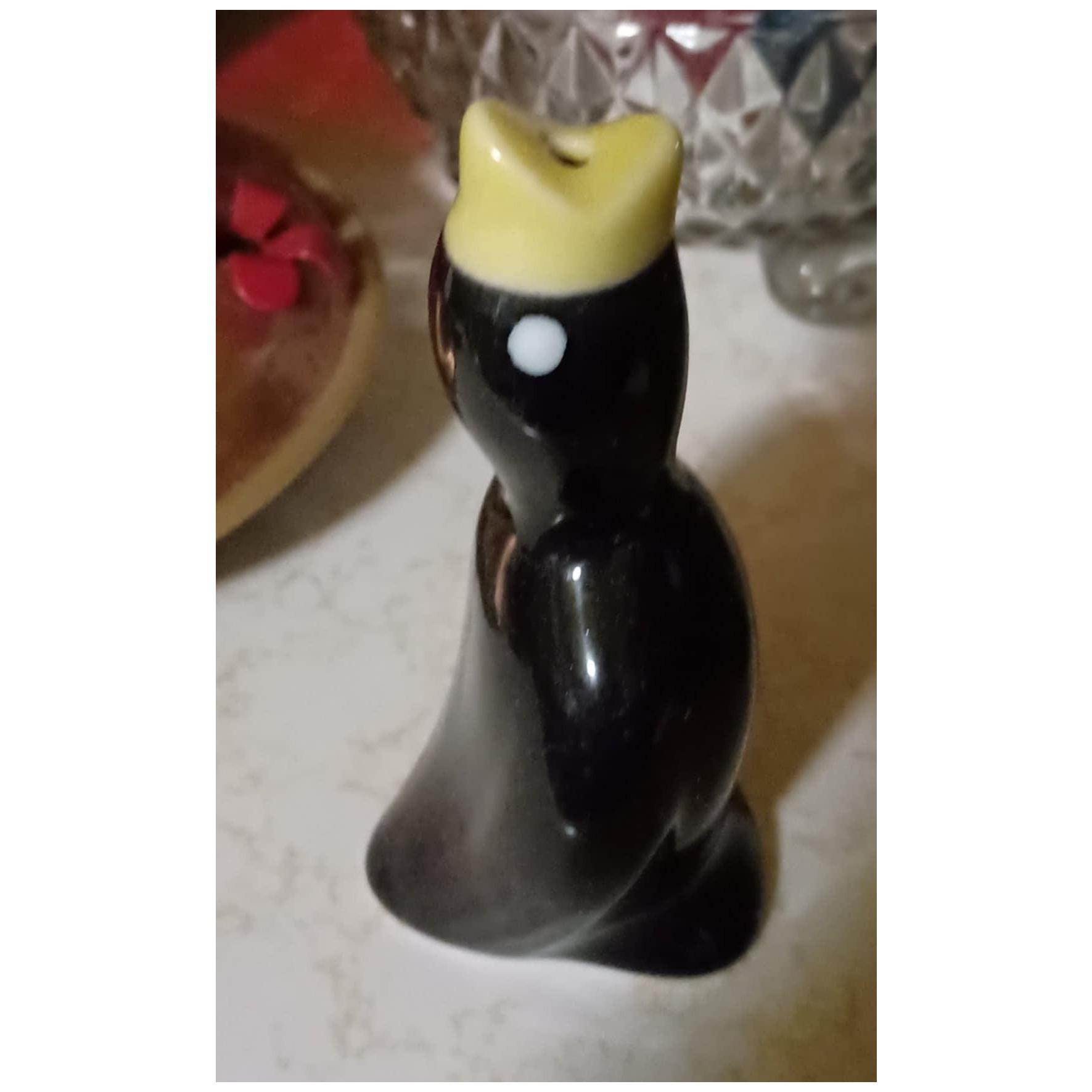 Vintage Black Pie Bird, steam vent Figurine