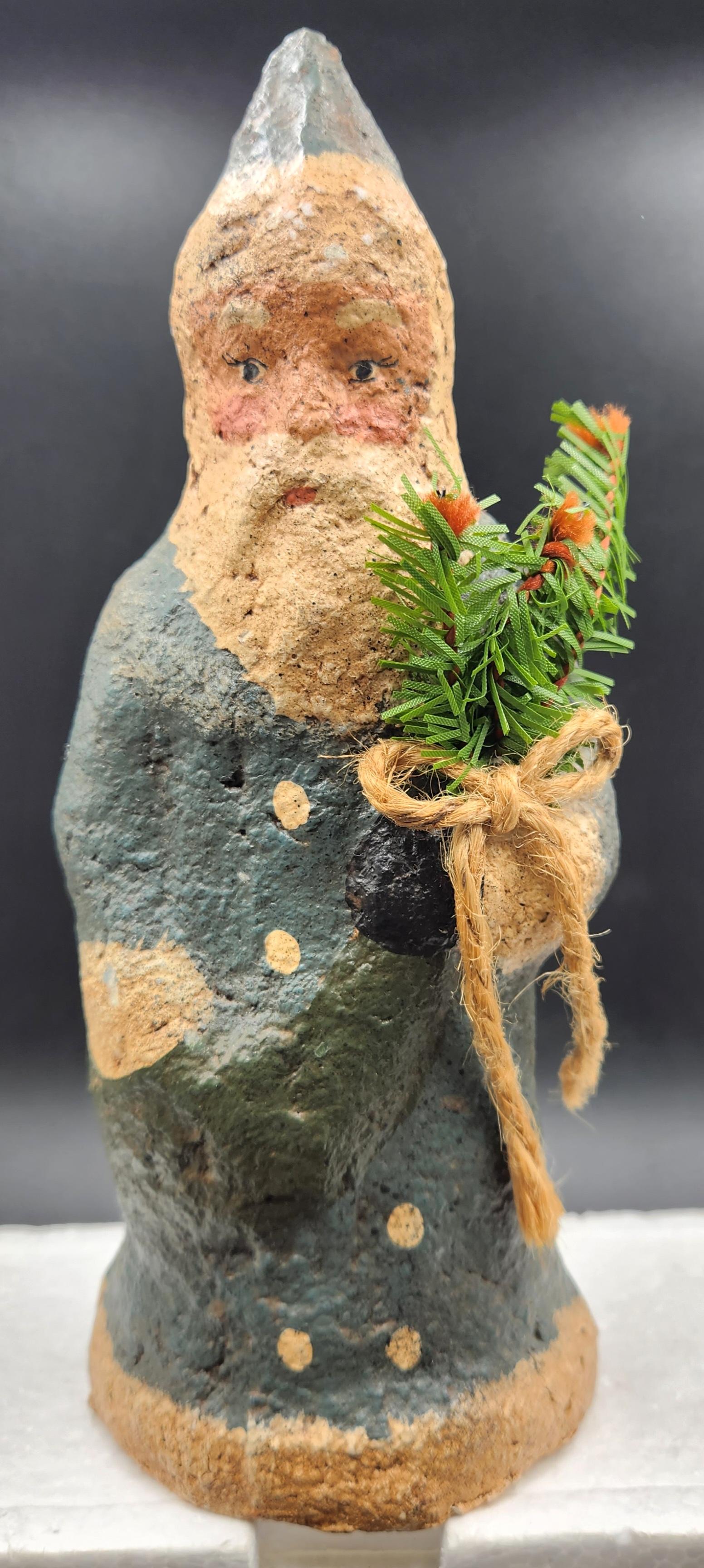 Vintage SIGNED 1987 C West Santa St Nick Christmas Tree Primitive Figure