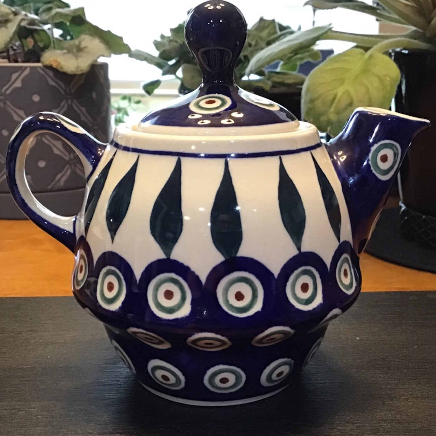 Vintage Boleslawiec Polish Pottery Peacock Feather Small Single Cup ...