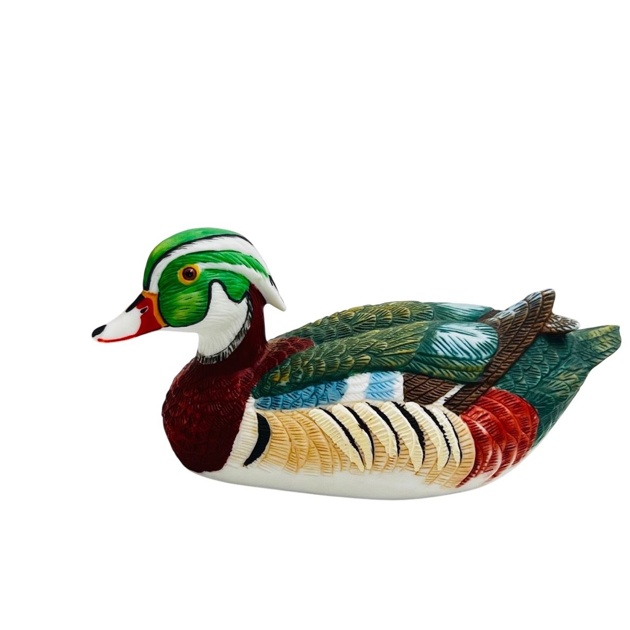 WOOD DUCK Porcelain Hand Painted By George Z Lefton 4 X 2 1/2” Stamped ...