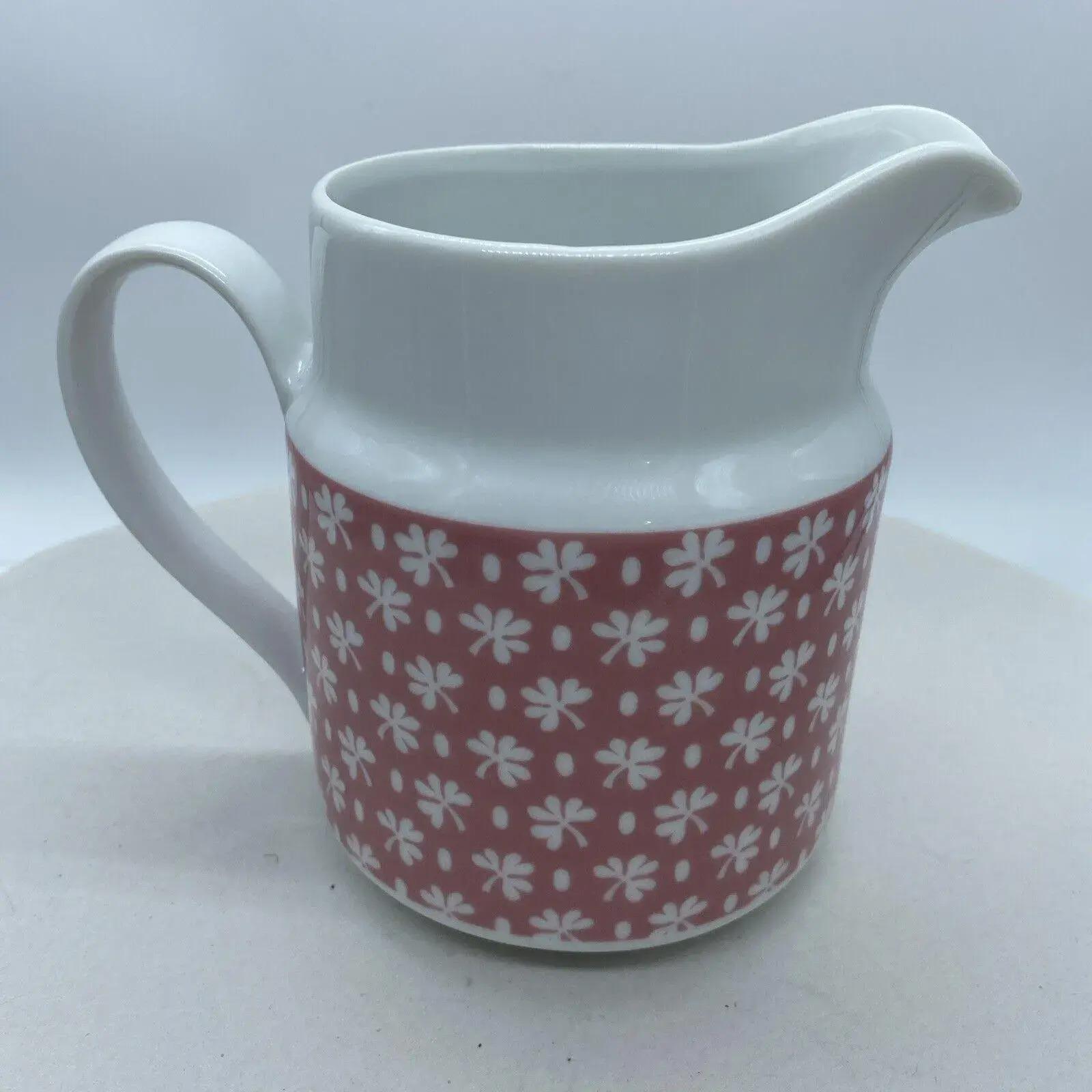 Pink Floral Japan Pitcher 5,25 Tall Ceramic Daisy Pattern Jug