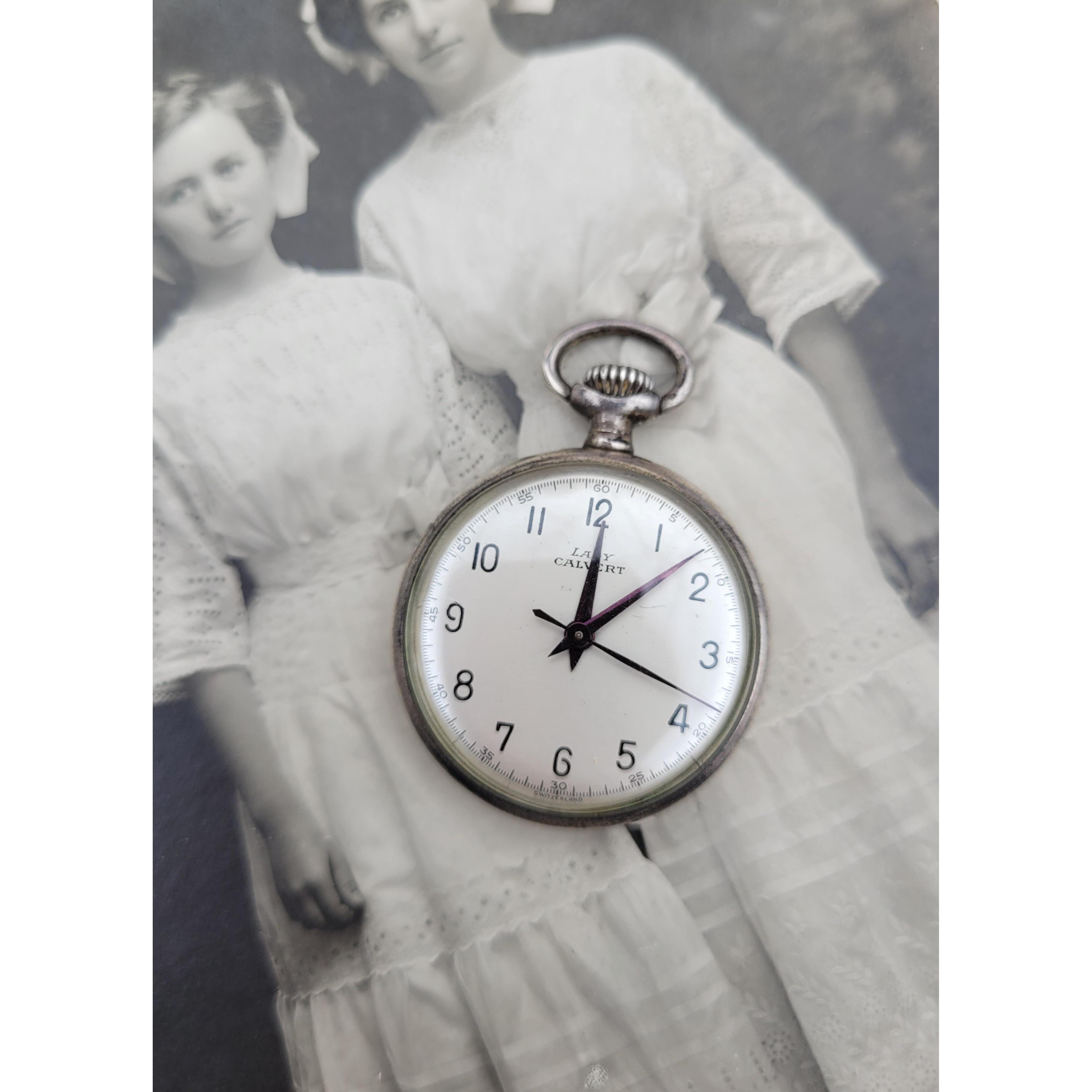 Vintage WW2 Lady Calvert Nurse's Sterling Silver 17J Pocket Watch ...
