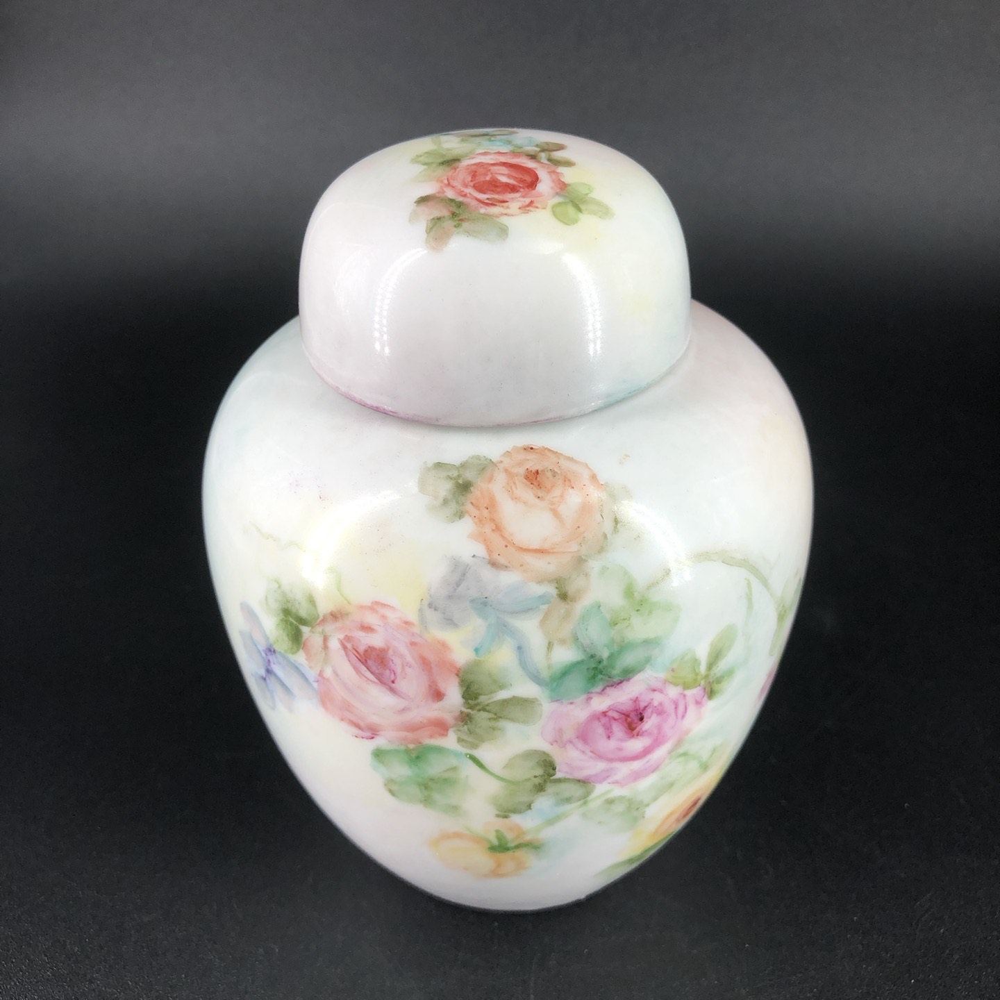 Vintage Jeanne Hand-Painted Flowers Floral Ginger Jar
