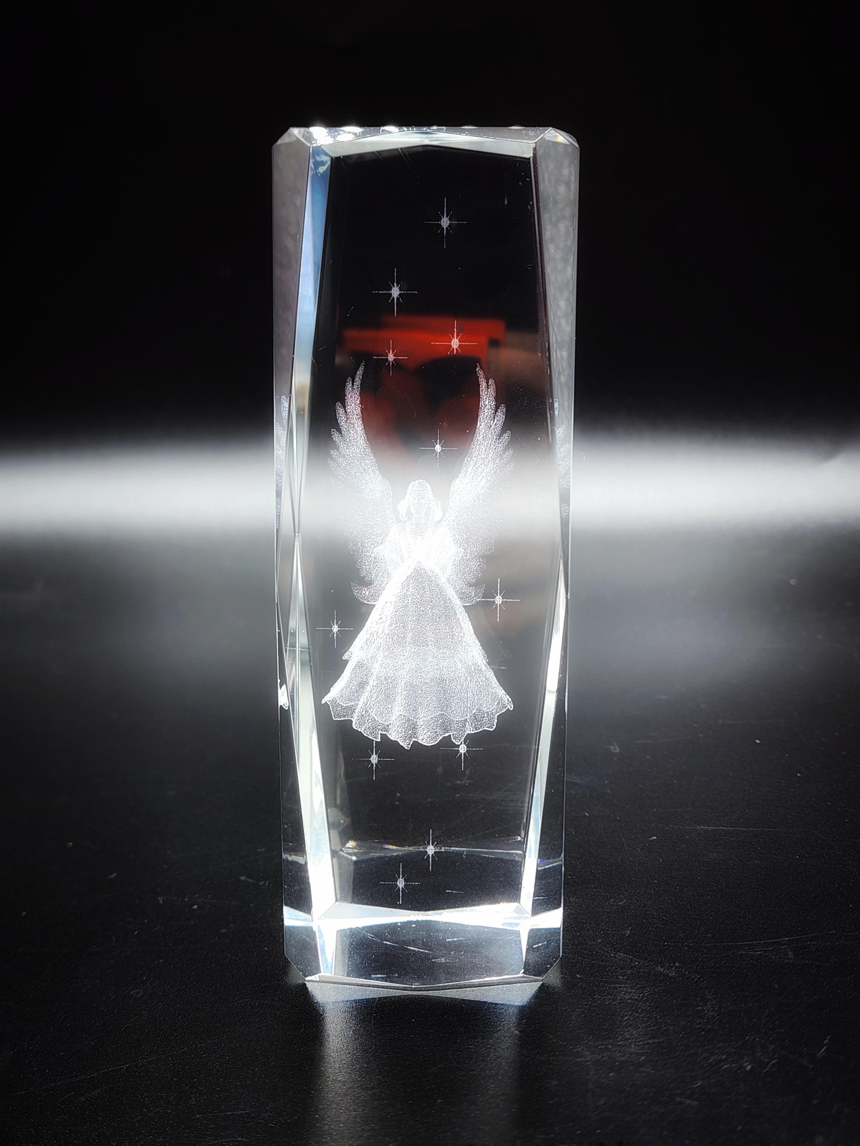 Praying Angel Glass Paperweight 6"