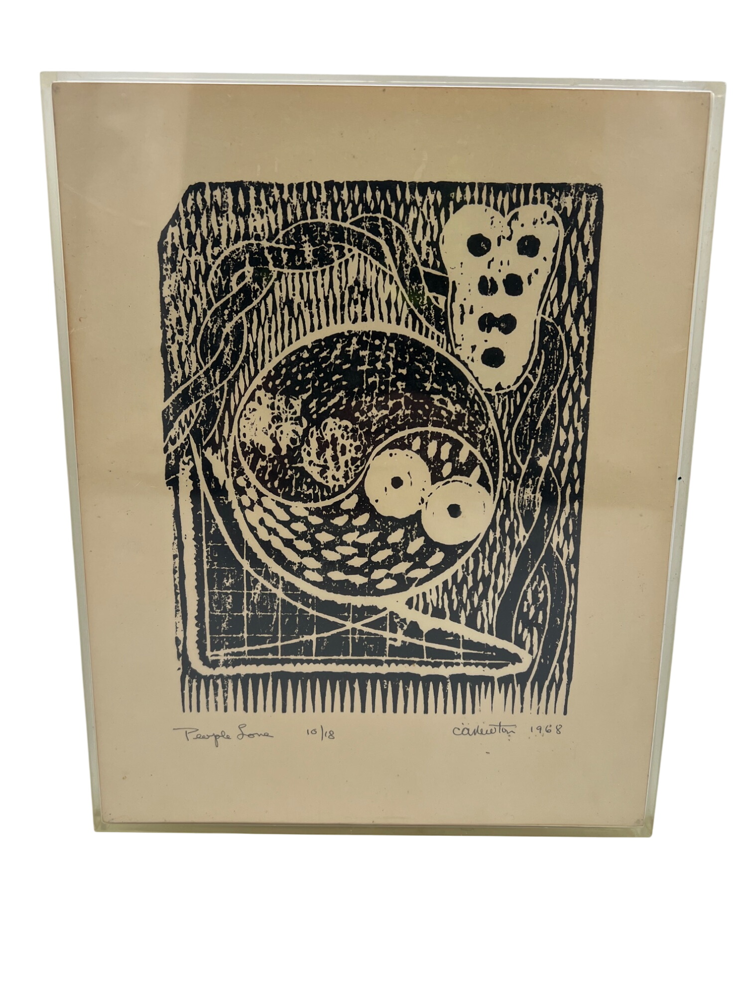 1968 Clarence Albro Newton People Love Woodblock Print 10/18 UT Artist ...