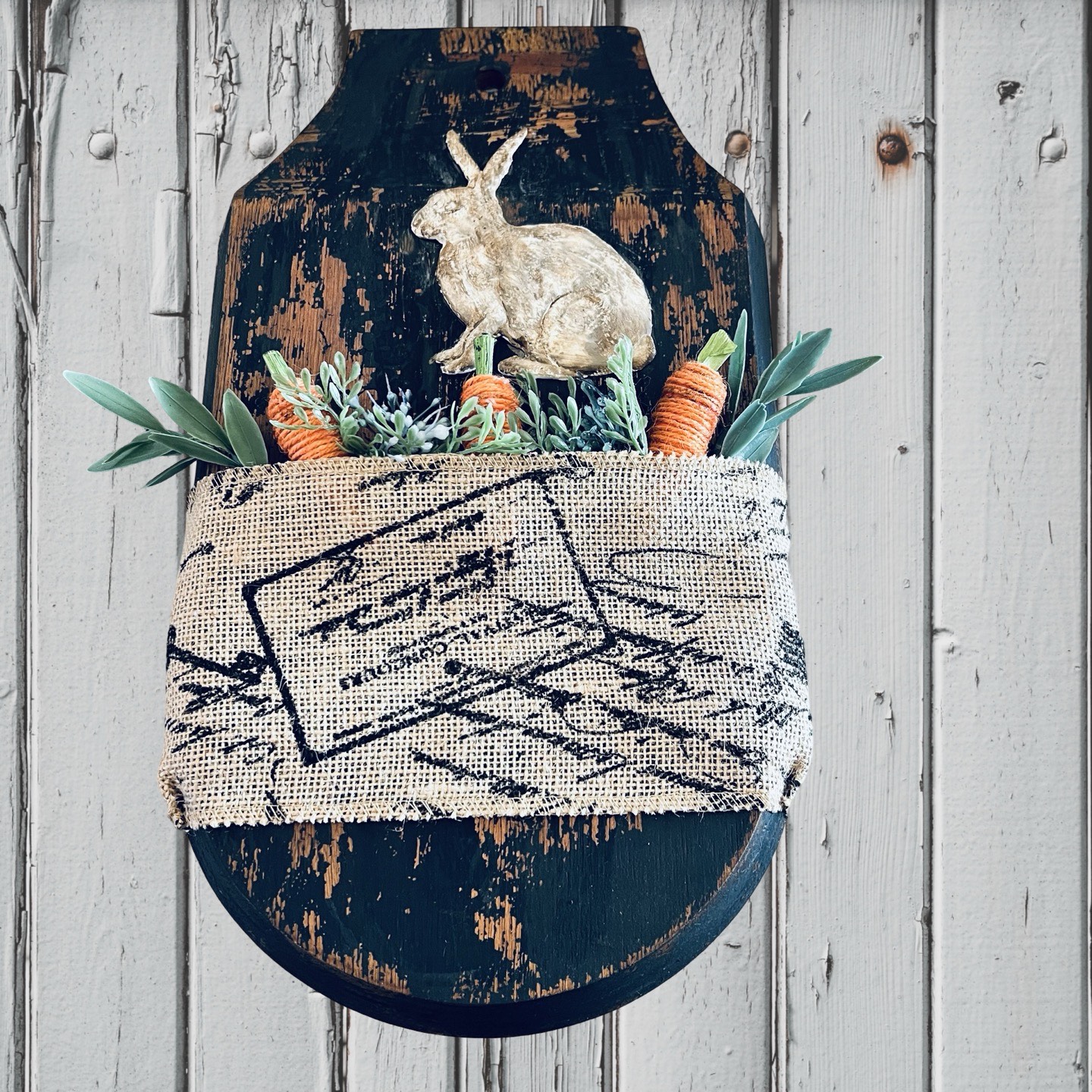 Vintage Upcycled Chippy Black Distressed Rustic Wood Cutting Board ...