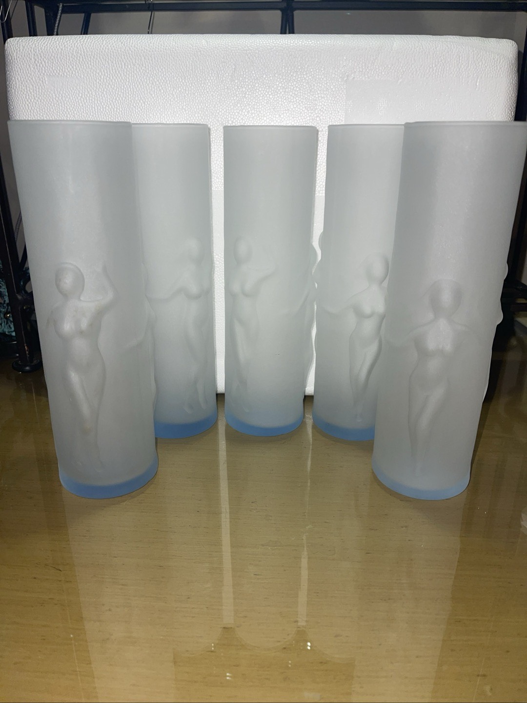 MCM Libby 3D La Femme Naked Lady Tall Highball Glass 8 3/4" Frosted Set ...