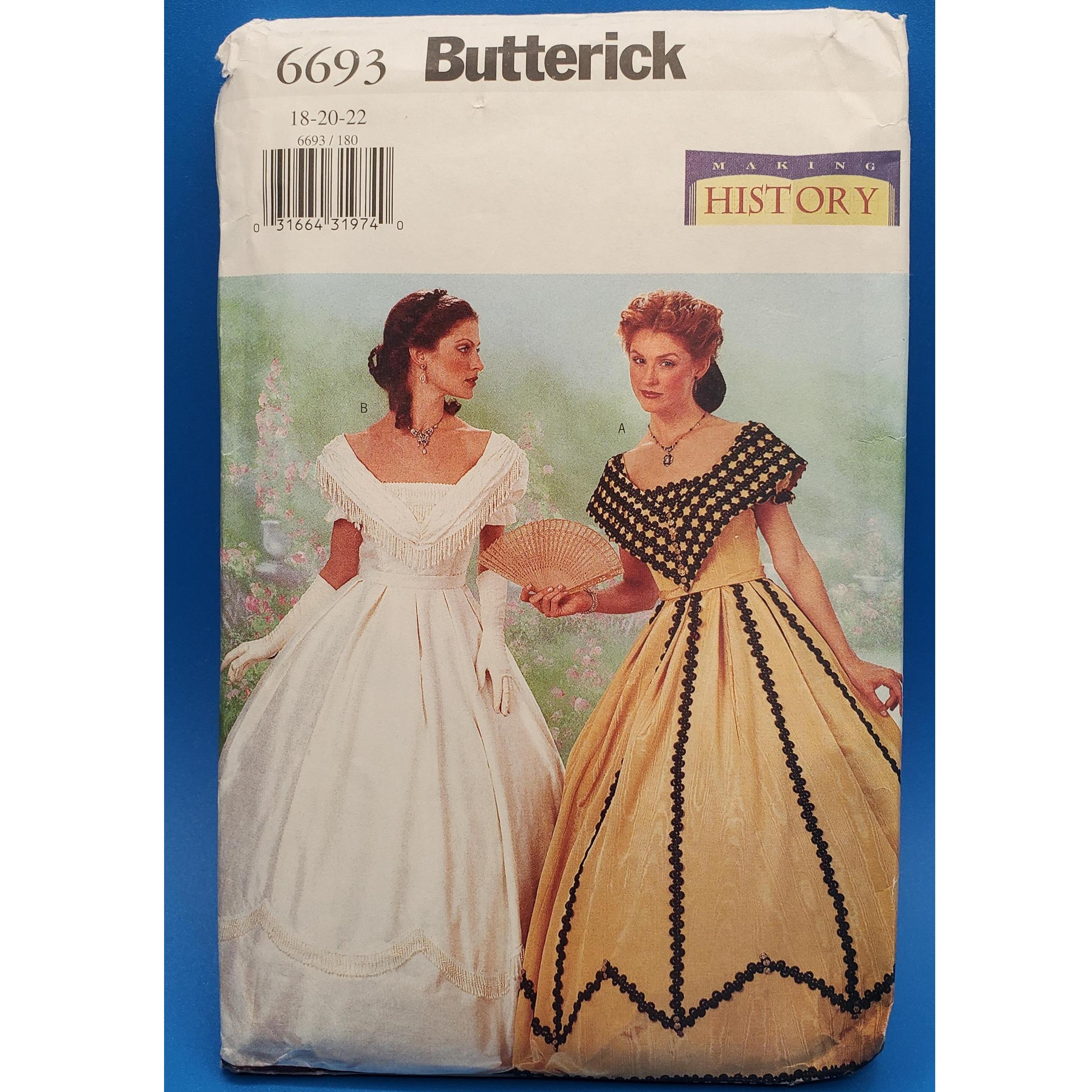 Vintage Butterick Making History Gown Sewing Pattern 6693 (open-not cut)