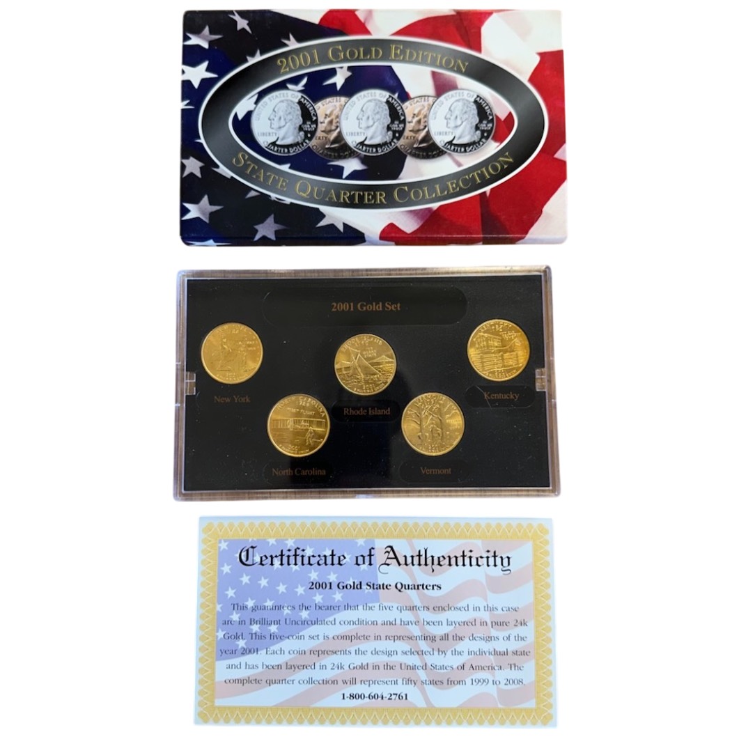 State Quarter Collection 2001 Gold Edition with COA