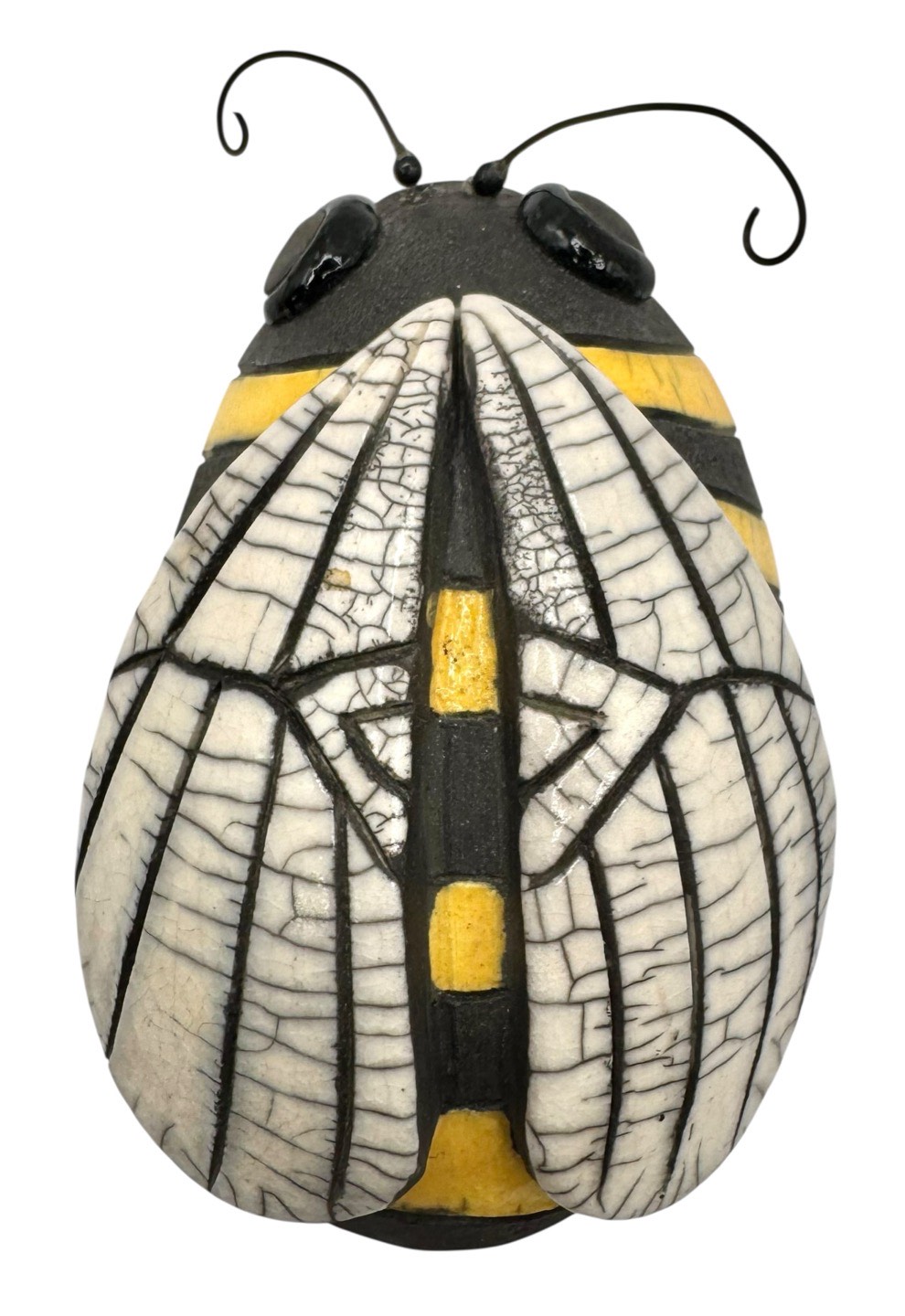 Signed Studio Raku Art Pottery Bee Cicada Figurine Insect Bug Black ...