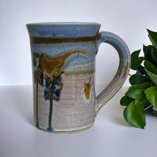 Studio Art Pottery Mug by Mike Grafa. Abstract Flowers Watercolor Drip ...