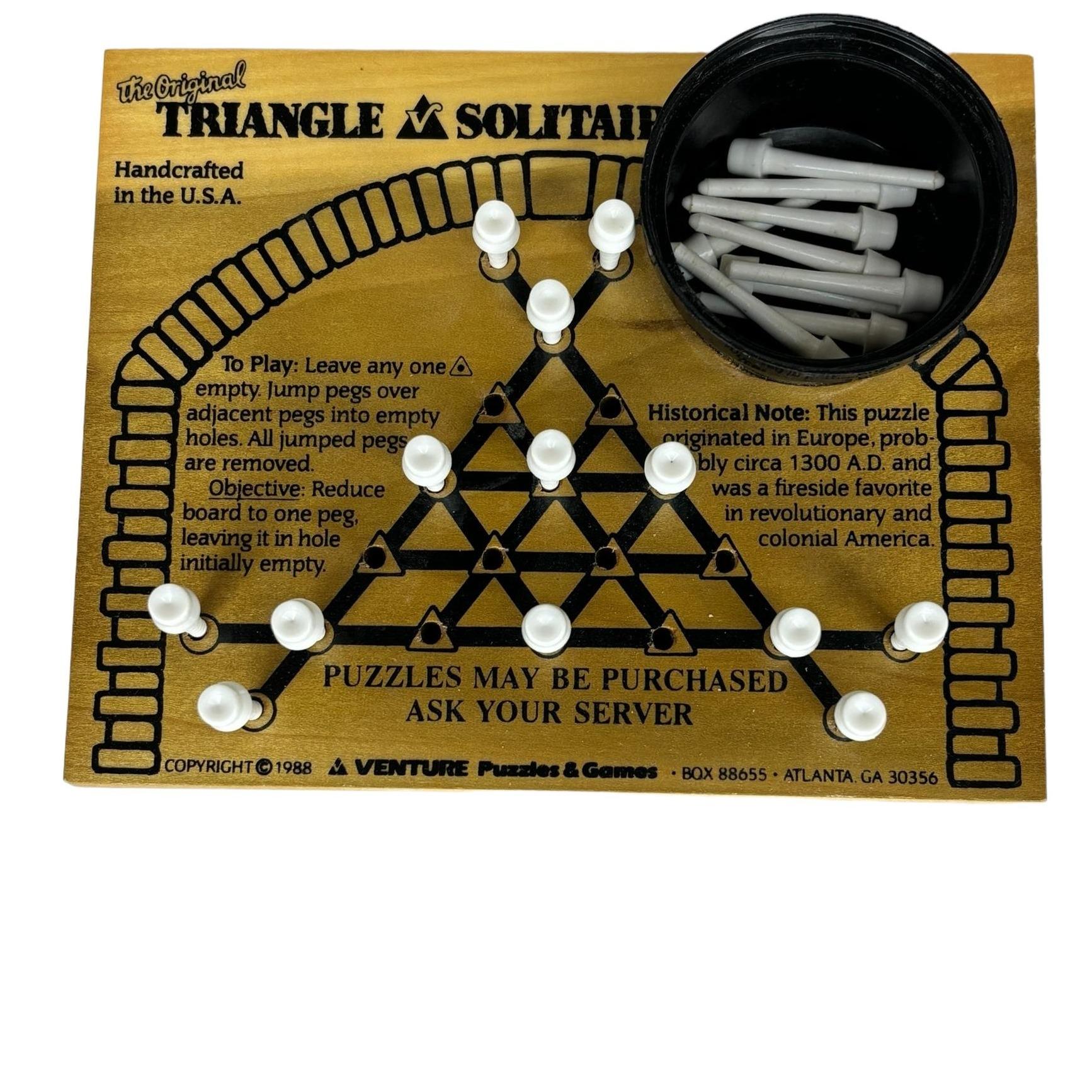 The Original Triangle Solitaire Game by Venture 1988 Wood Board Game ...