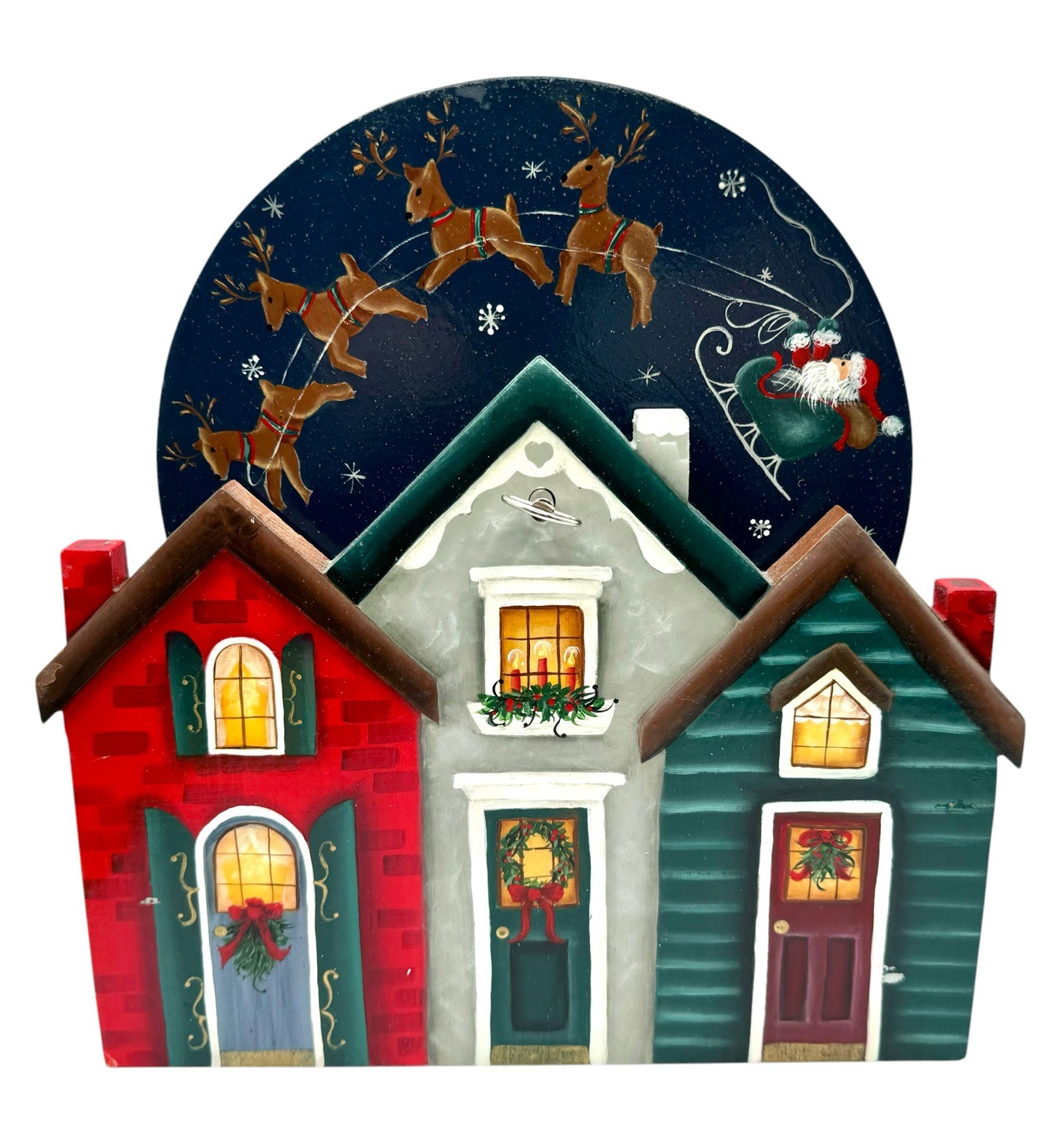 Vintage Musical Christmas House Spinning Santa’s Sleigh Reindeer Sankyo ...