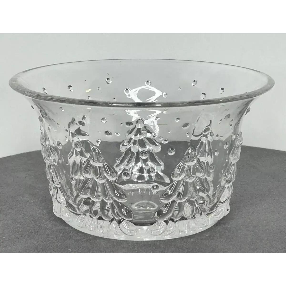 Vintage Glass Embossed Christmas Tree Bowl Teleflora Gift ~ 1980's