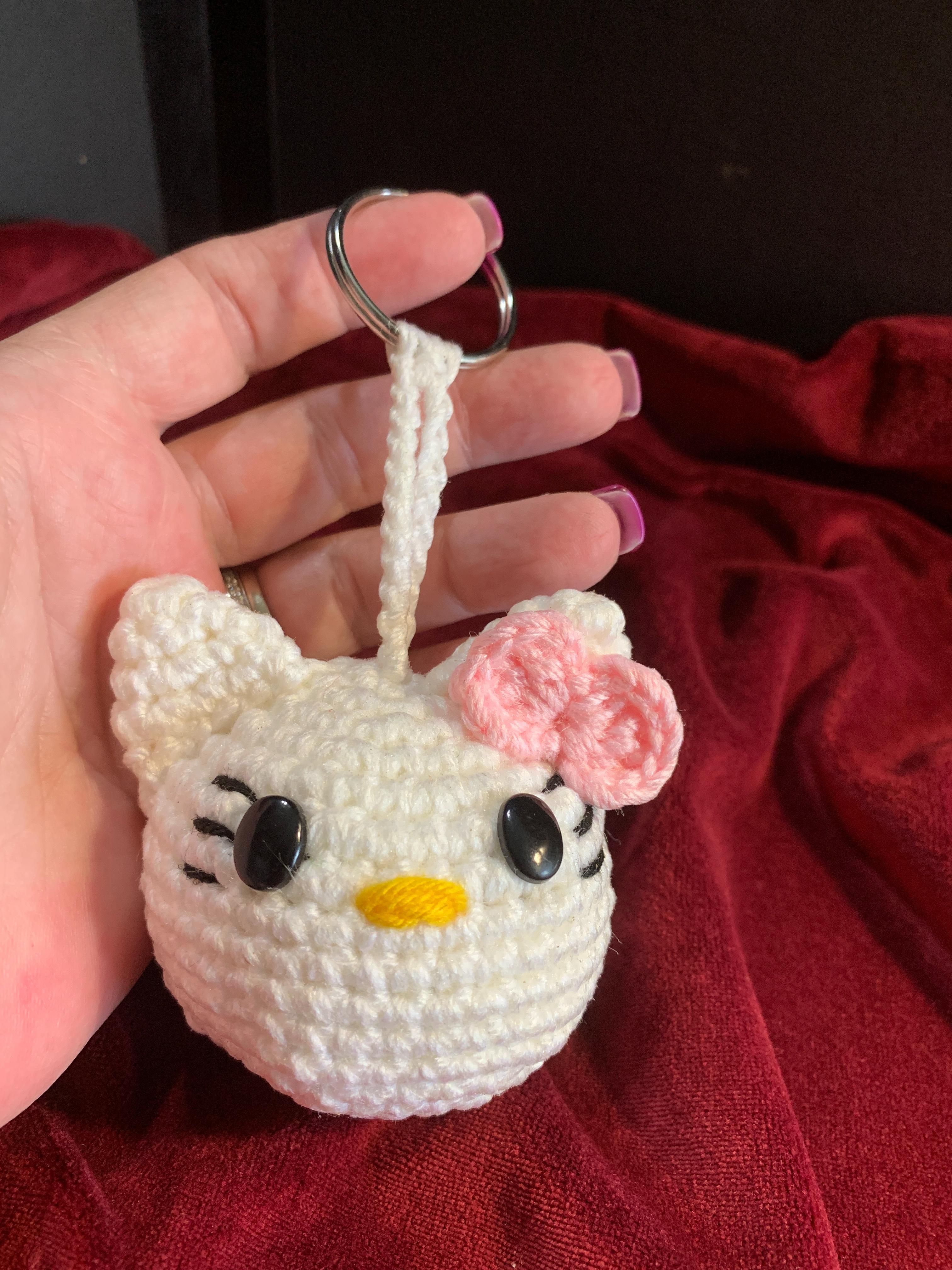 Crocheted Kitty Keychain