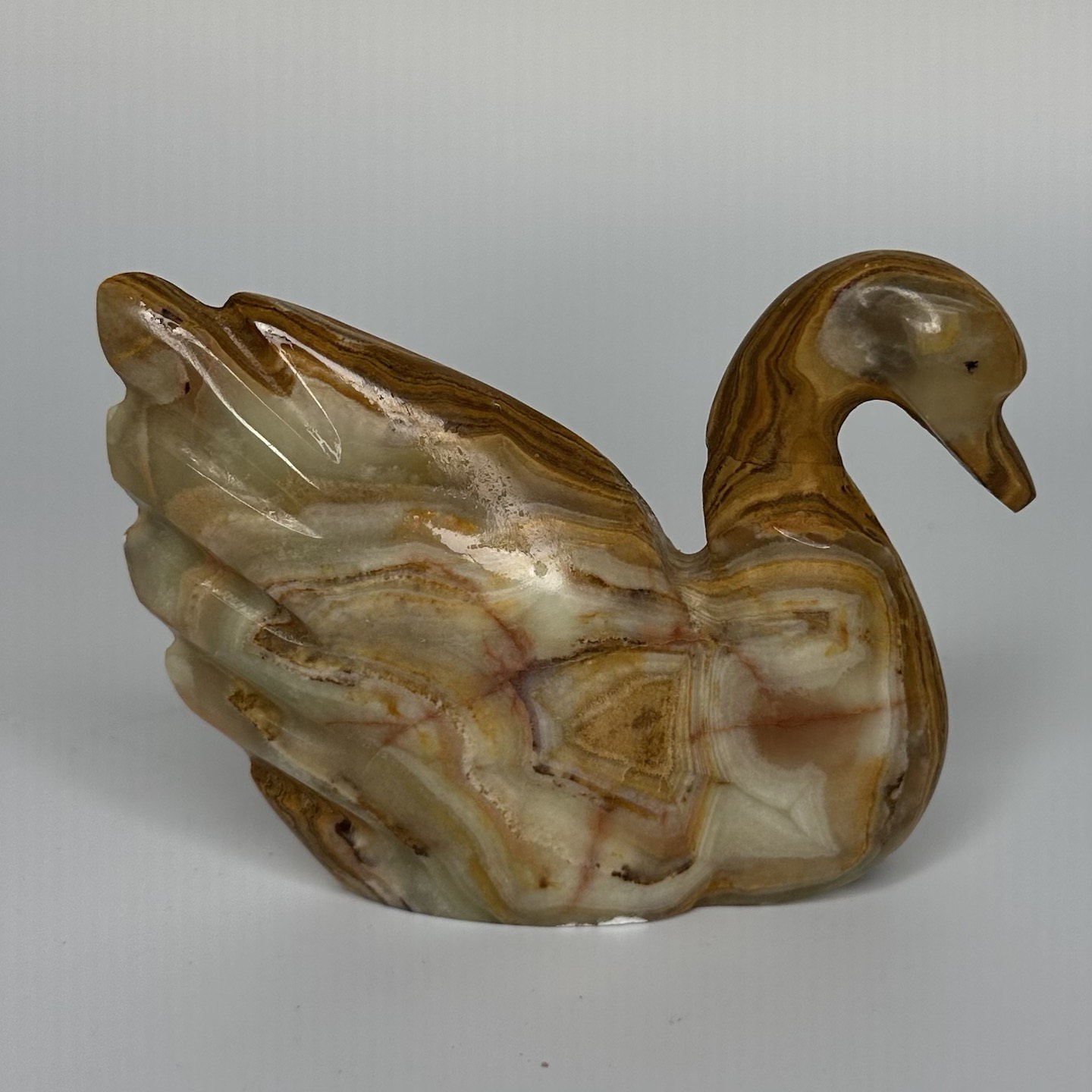 Vintage Onyx Swan Figurine Paperweight