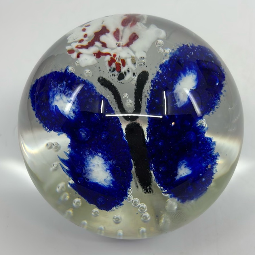 Art Glass Butterfly Paperweight 3”