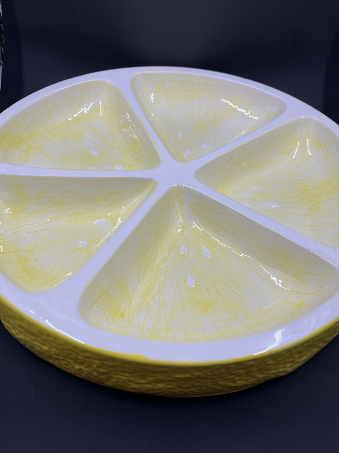 Vintage Rubel Ceramic Lemon Slice Divided Serving Dish