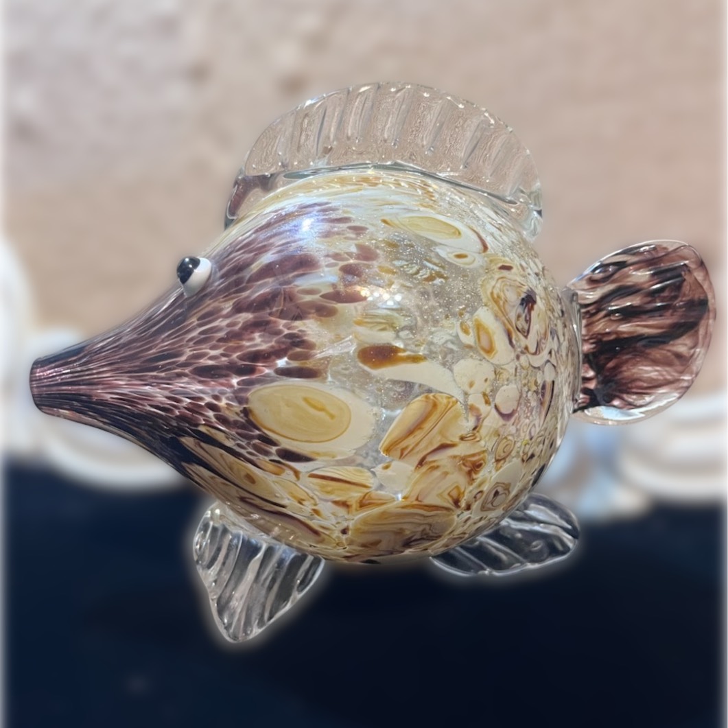 7”x6” Hand Blown Art Glass Puffer Fish