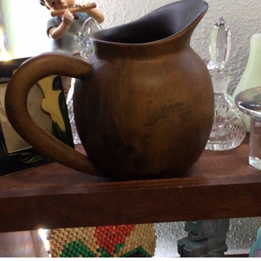 Handcrafted Primitive Wood Pitcher