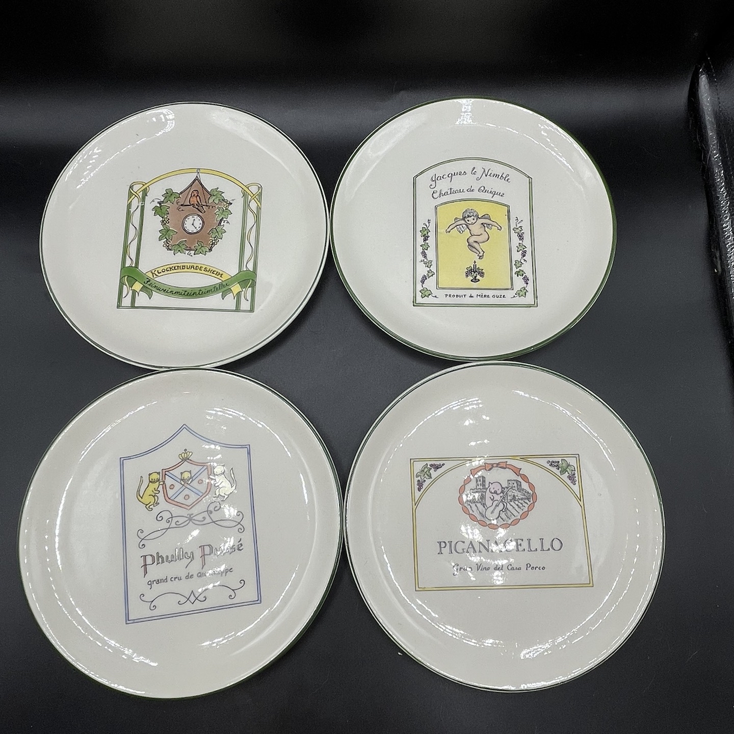 Delano Studios Whimsical Cheese Dessert 7” Plates Signed Mary Set Of 4