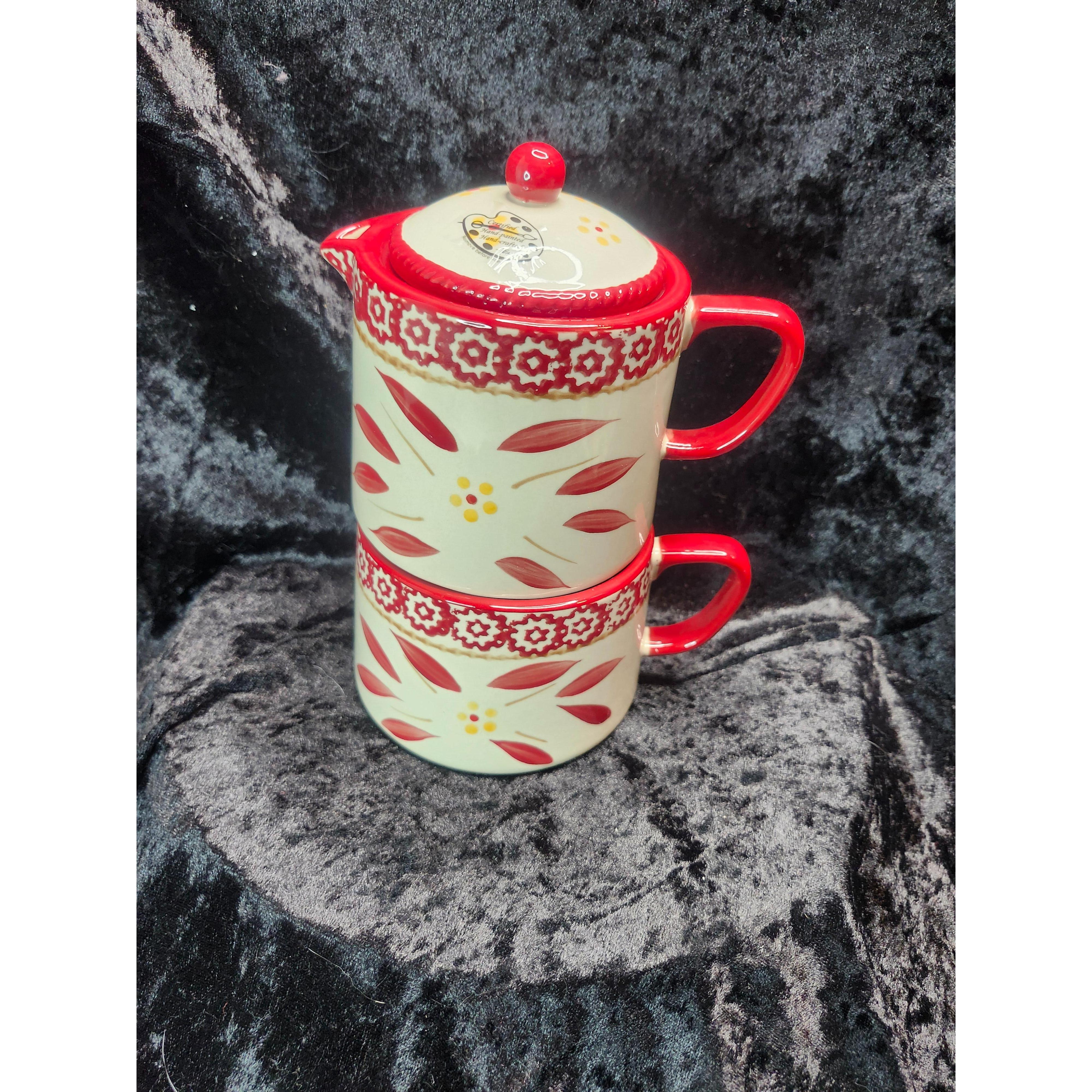 Red - Temp-tations Tea Mug Set for One Blue OR Red Old World Pattern ...