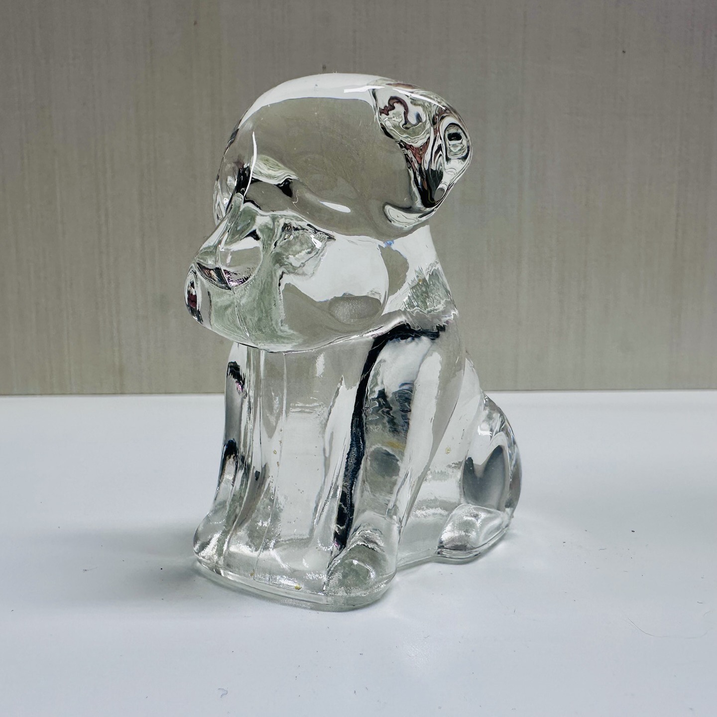 Vintage Glass Sitting Dog Figurine Candy Mold