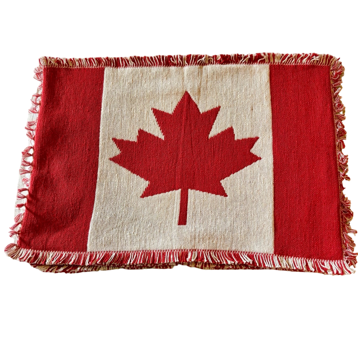 Set Of 4 Canadian Flag Tapestry Red & White Reversible Placemats 13” x 19”