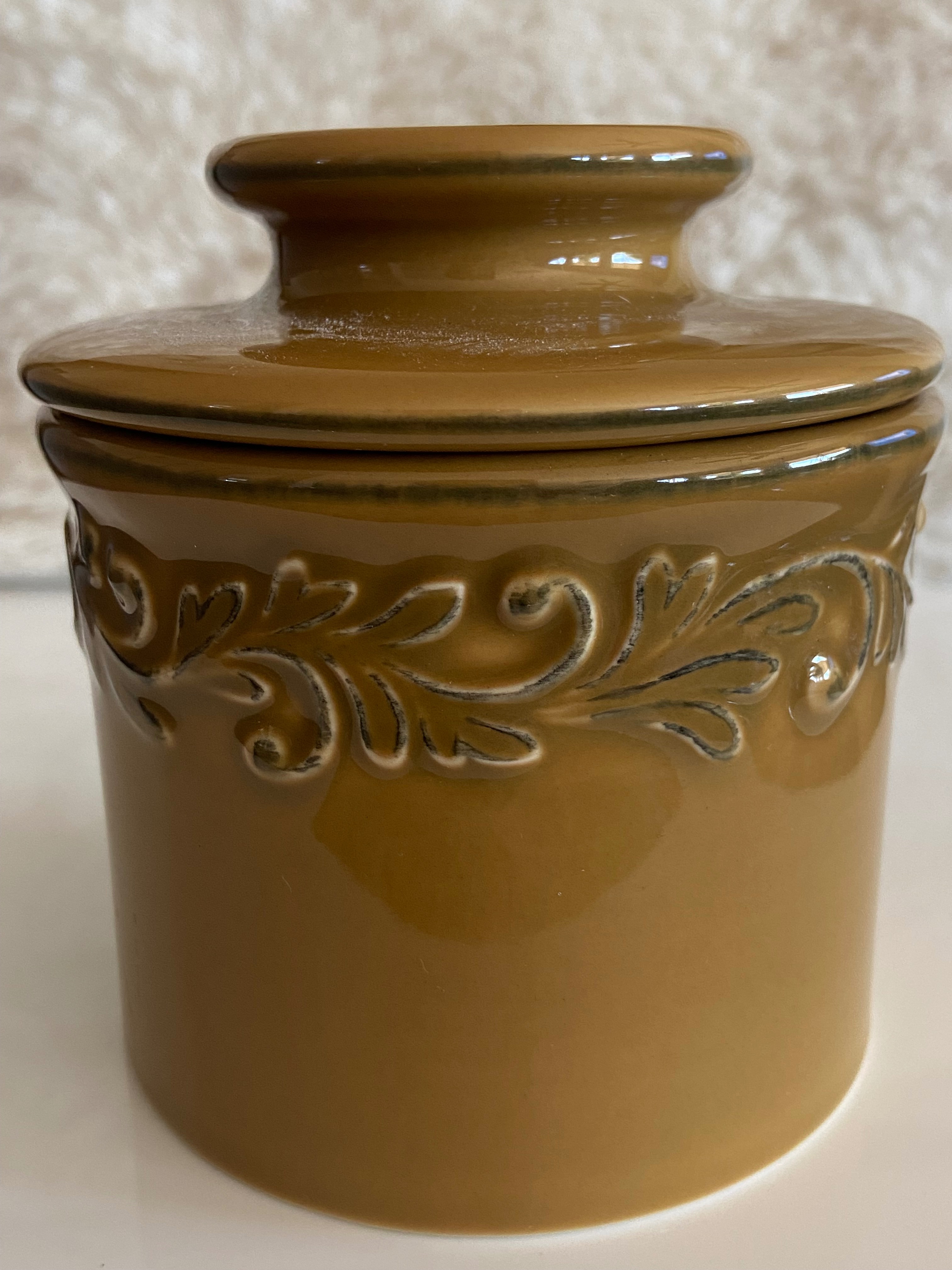 ORIGINAL Ceramic French BUTTER BELL CROCK L.Tremain "ANTIQUE SIENNA ...
