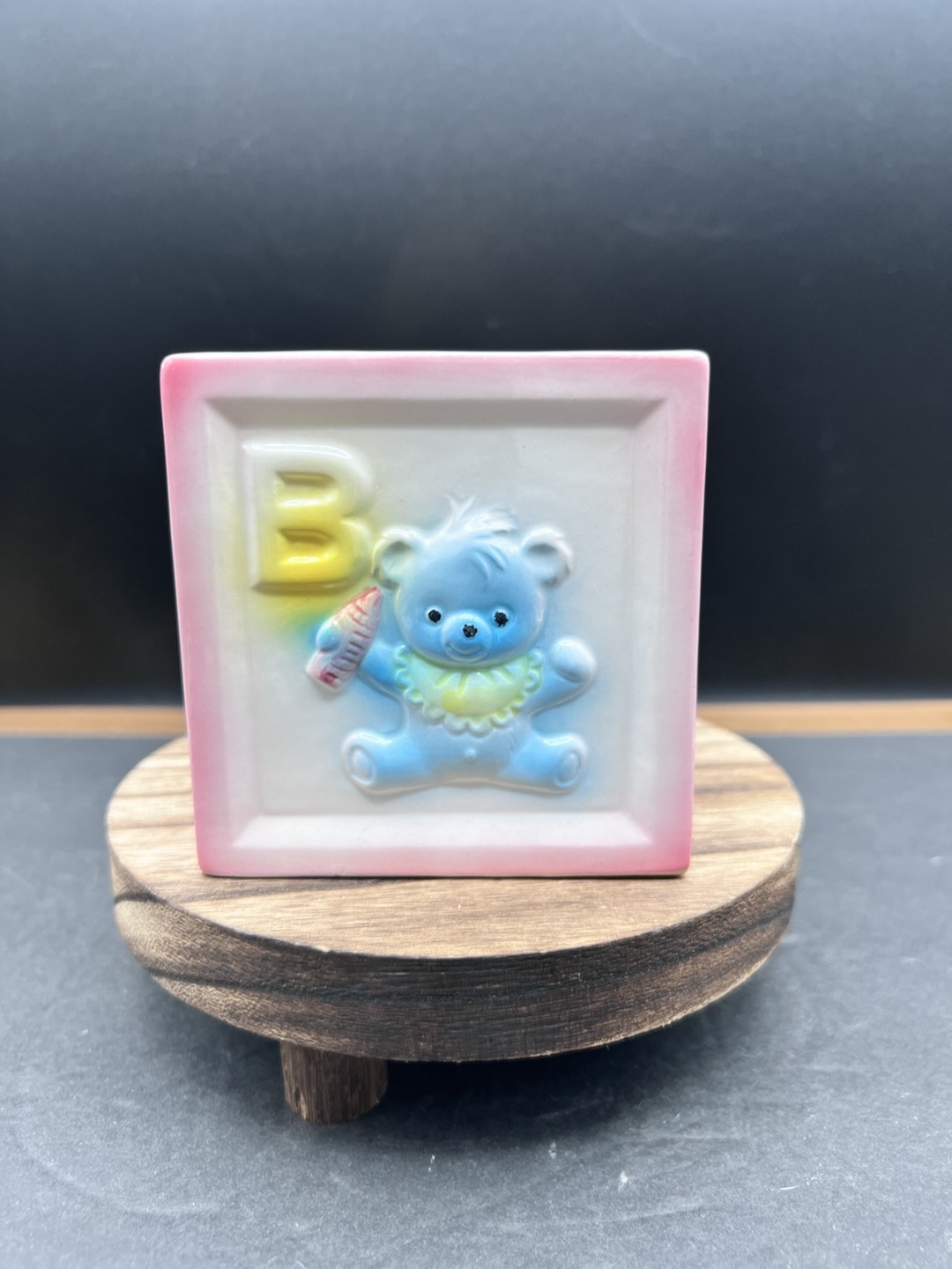 #1007B Vintage ARDCO Pastel Nursery/Baby Block Planter/Vase 3D Bear ...