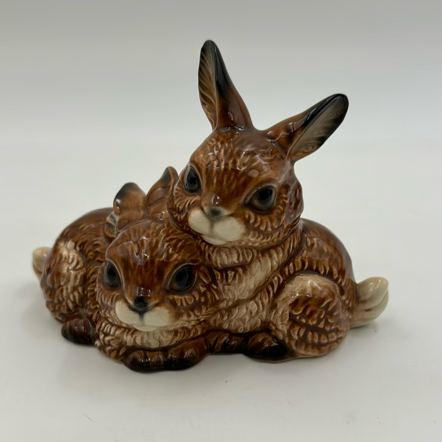 Goebel Cuddling Pair Brown Rabbit 34823-09 W Germany