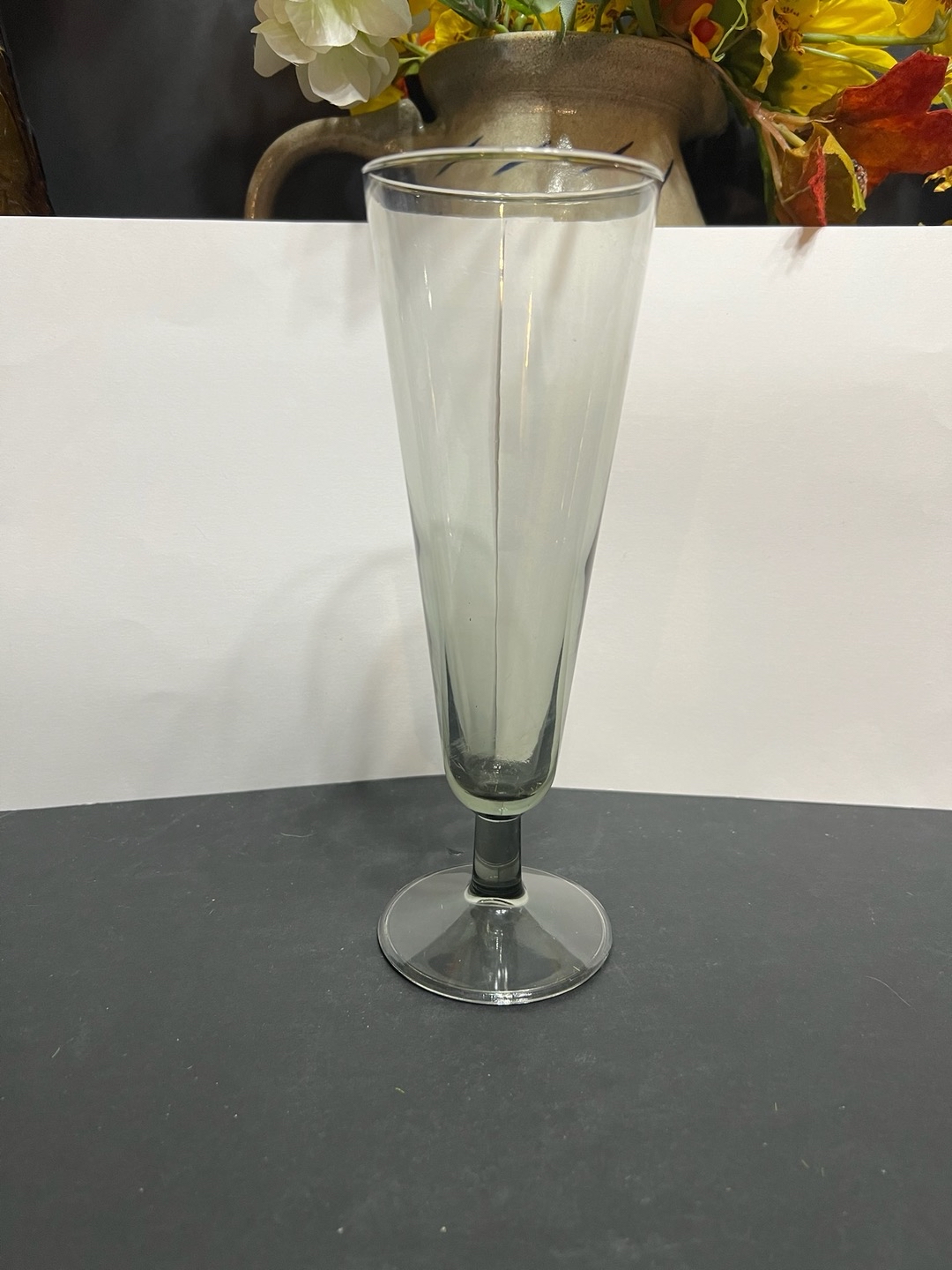 Smokey Pilsner Glass/Pedestal Vase, ~8.5x3