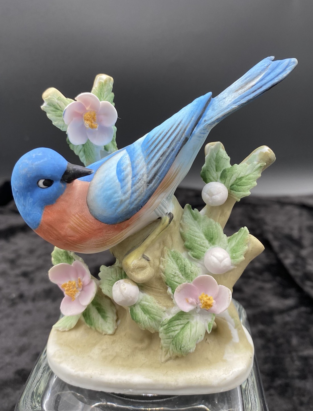 Vintage (50s) Lefton Porcelain Figurine, Hand-painted Bluebird, #464, Japan