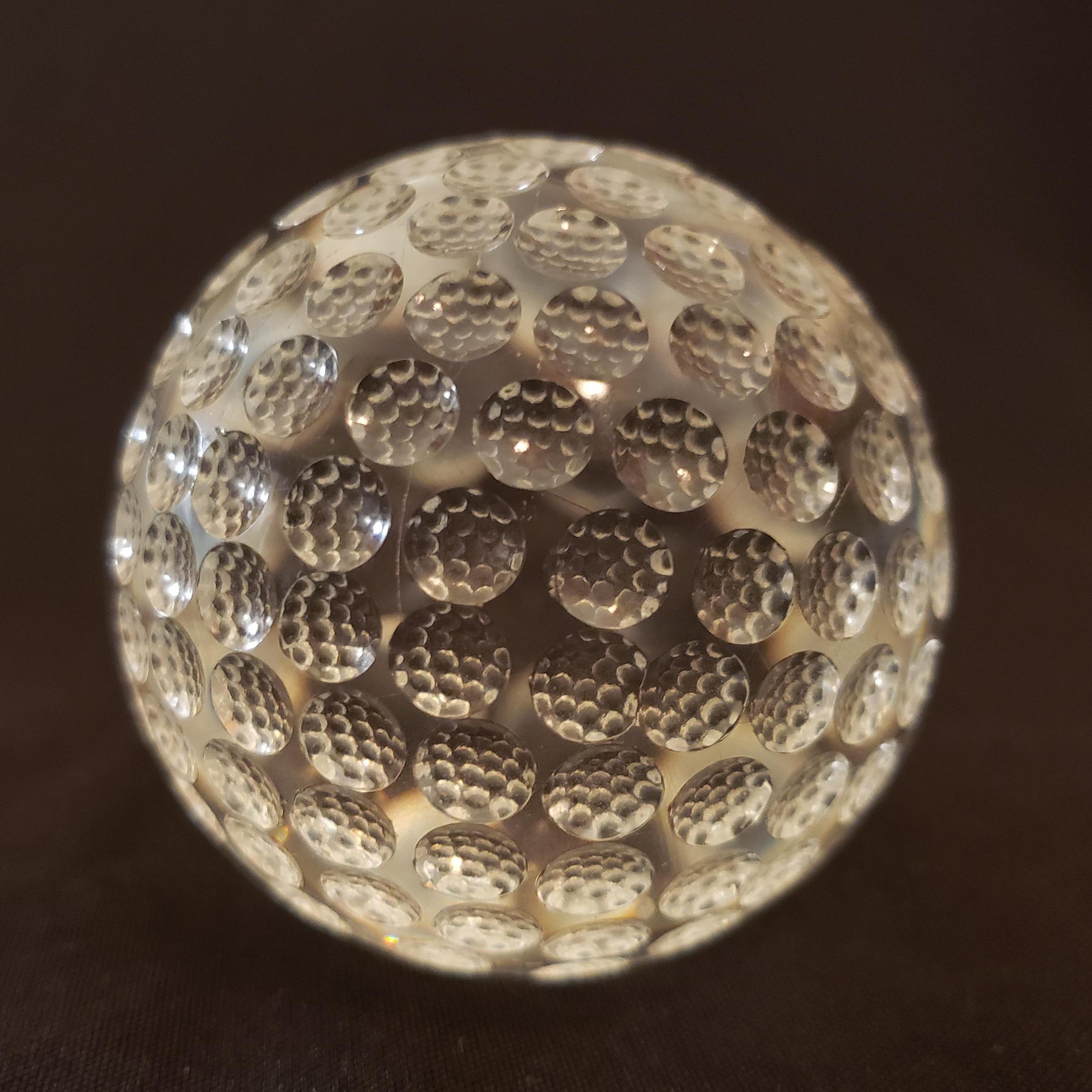 Art Glass Paperweight Golf Ball 2⅜”x2⅜” Clear Glass Golfer Decoration ...