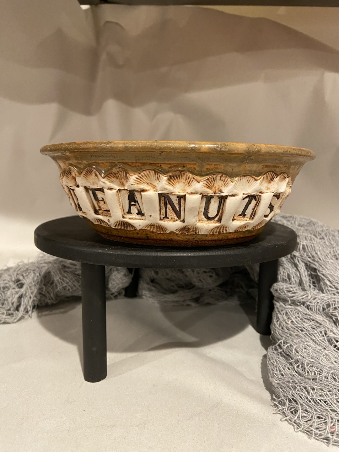 Peanuts Pottery Bowl Raised Letters Studio Pottery Signed