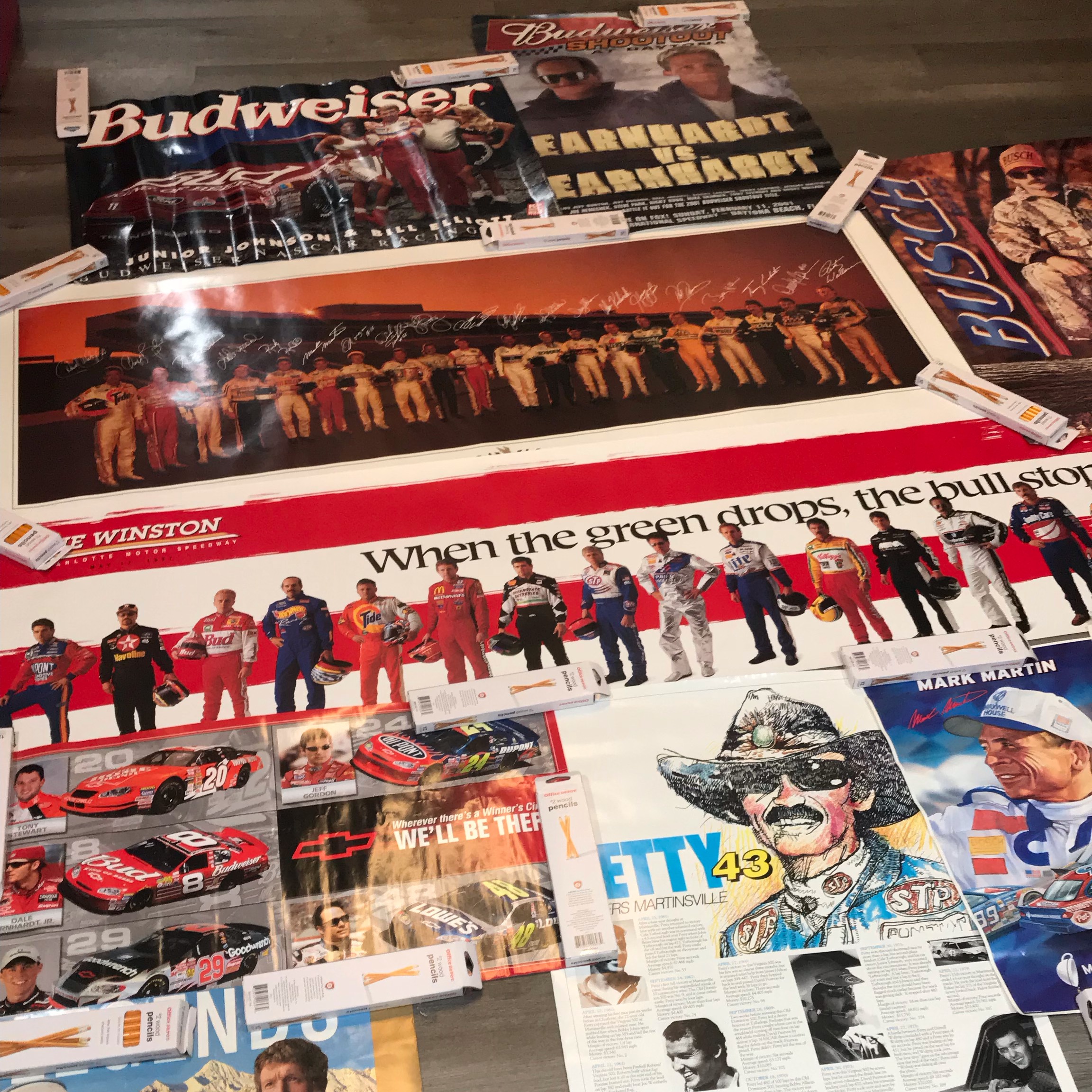NASCAR Posters Vtg Lot Of 10