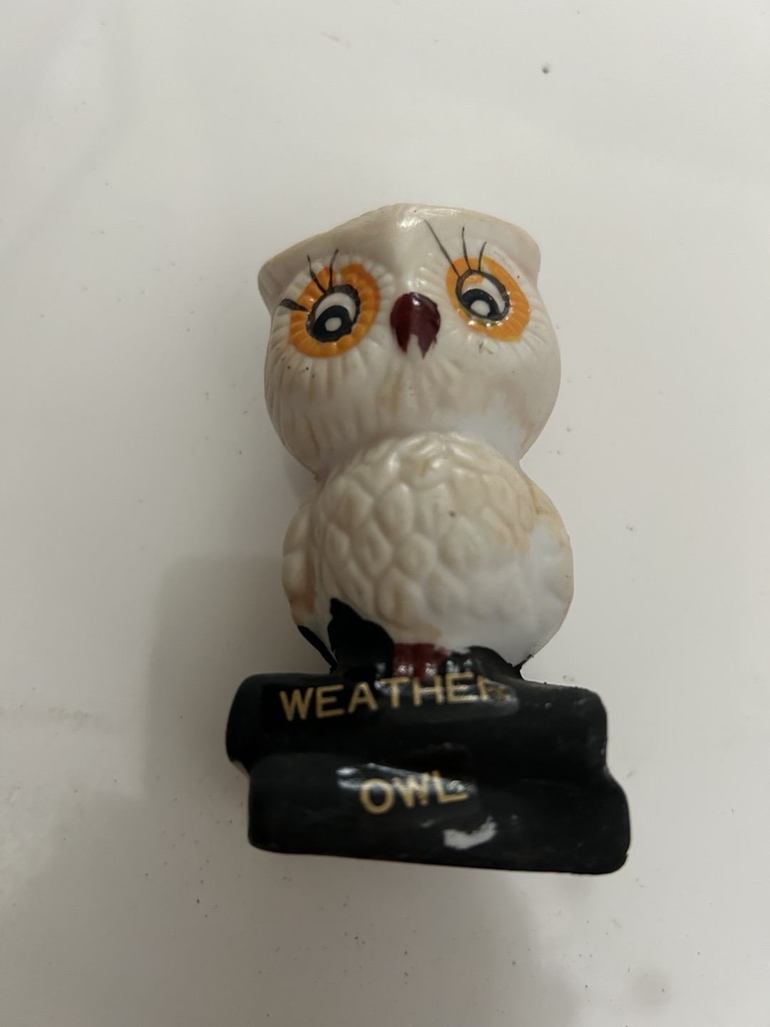 Weather Owl On Books. Porcelain Figurine.