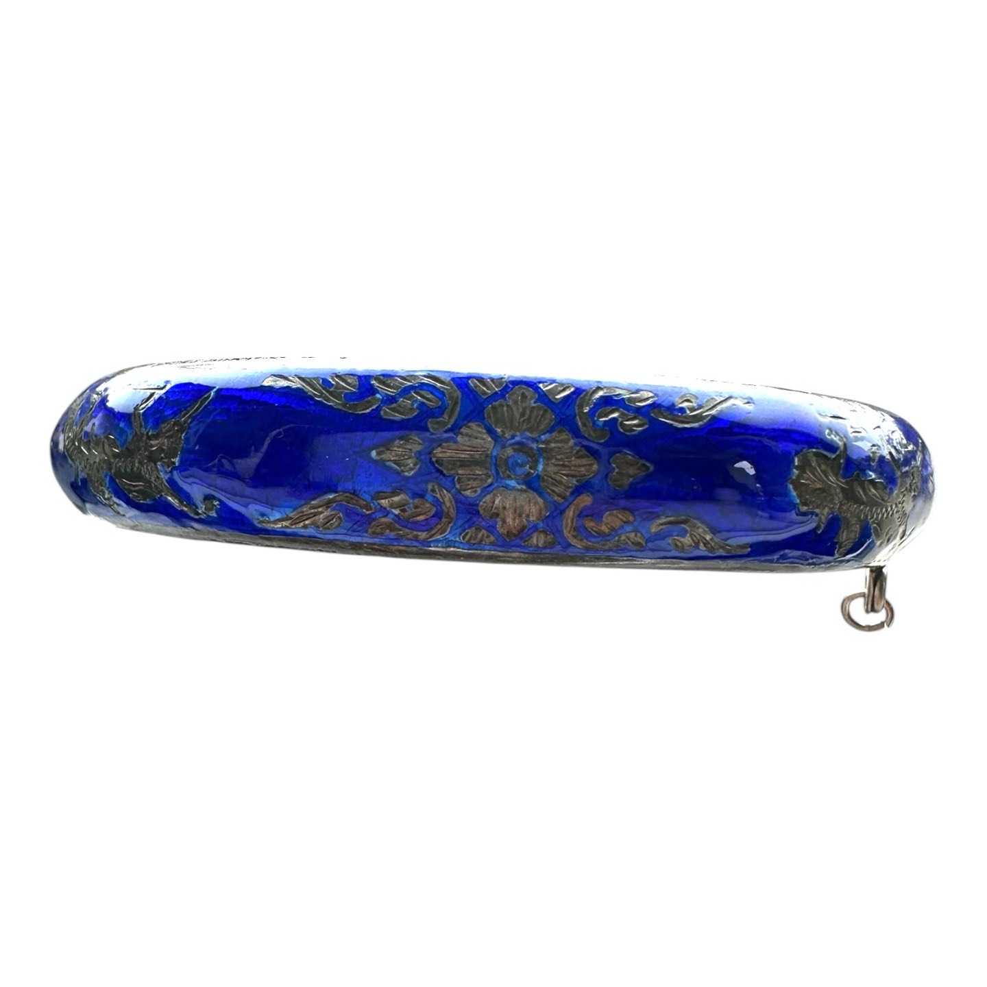 Siam Vintage Cobalt Blue Enamel Bangle Sterling 925 Silver 8.5” Long ...
