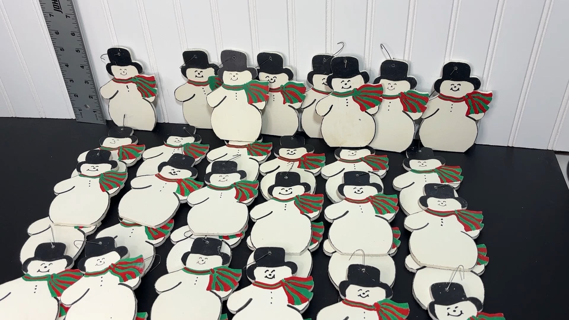 50 Wooden Snowmen Christmas Tree Ornaments