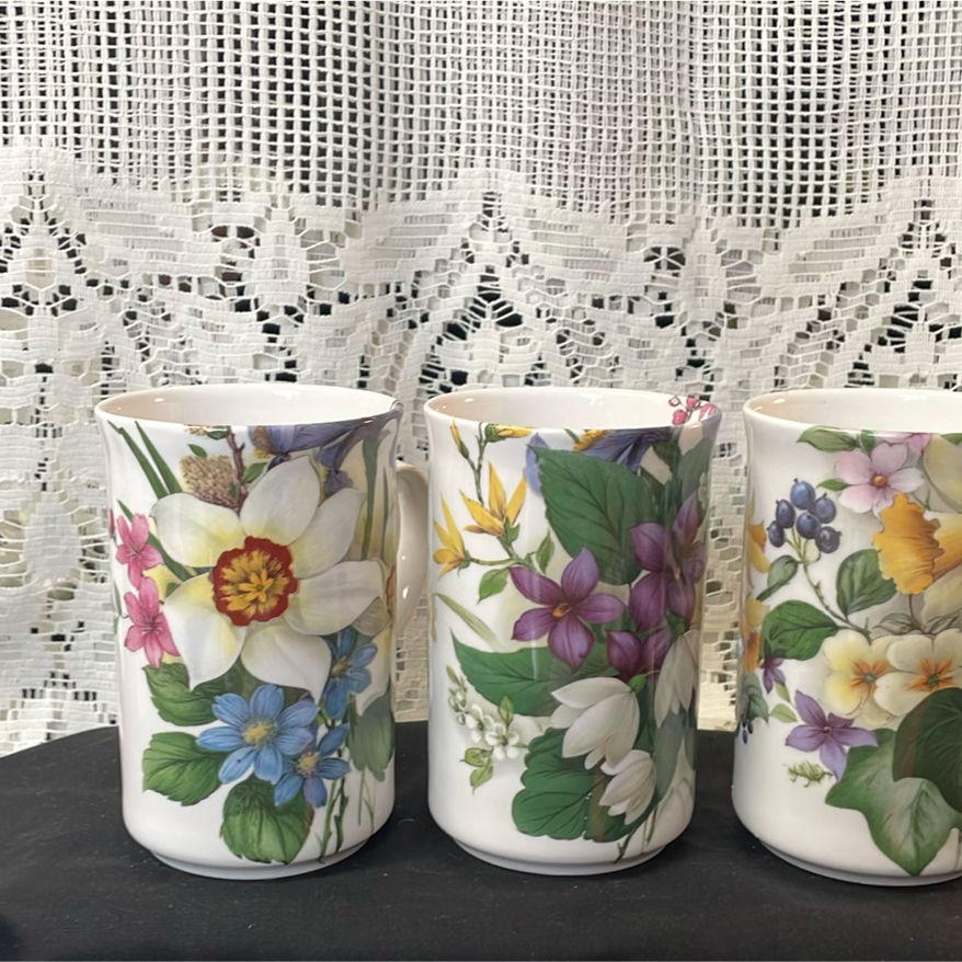 St George Fine Bone China Cups (3) Flowers