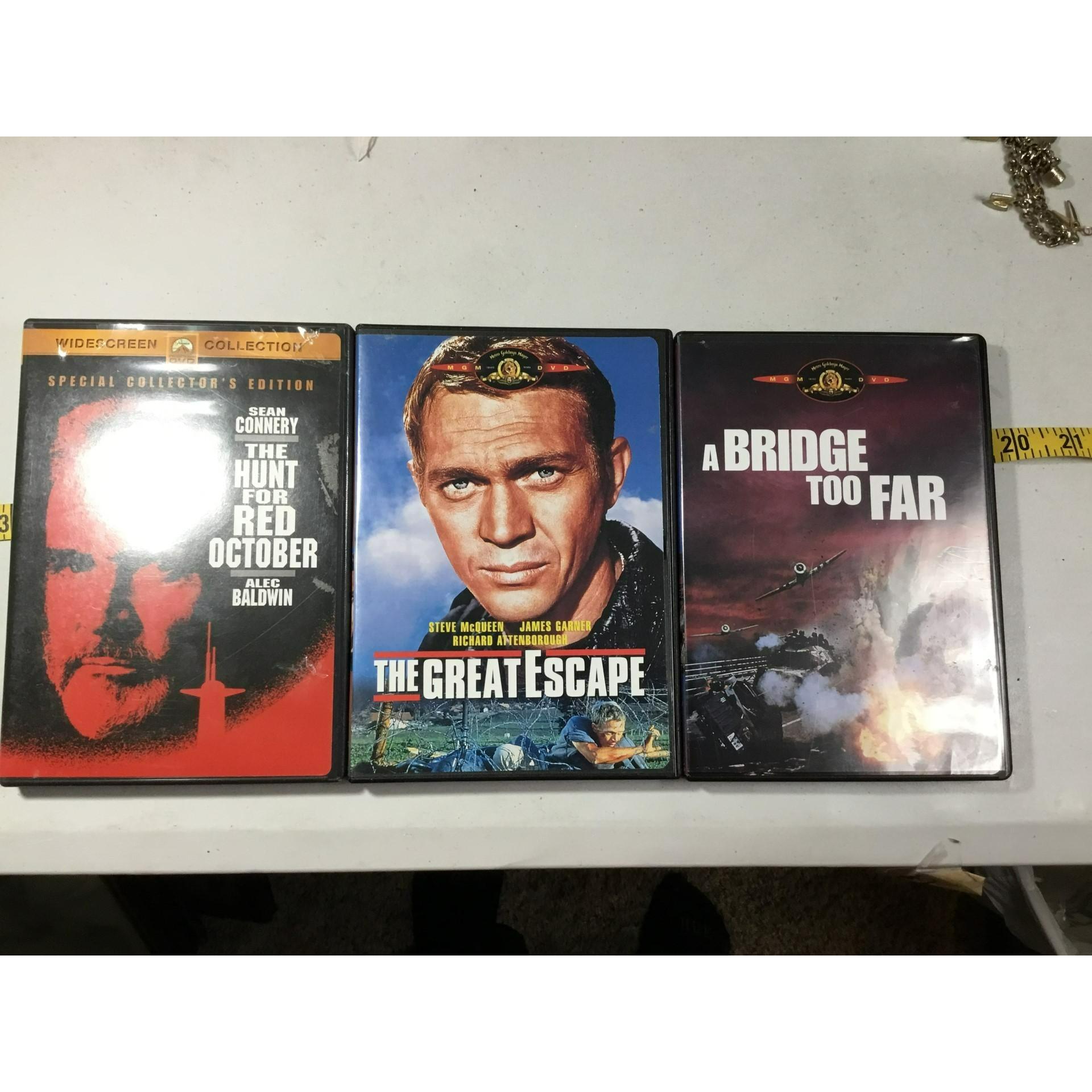 Cold War & WWII Classic movie DVDs, Sean Connery, Steve McQueen, lot of 3