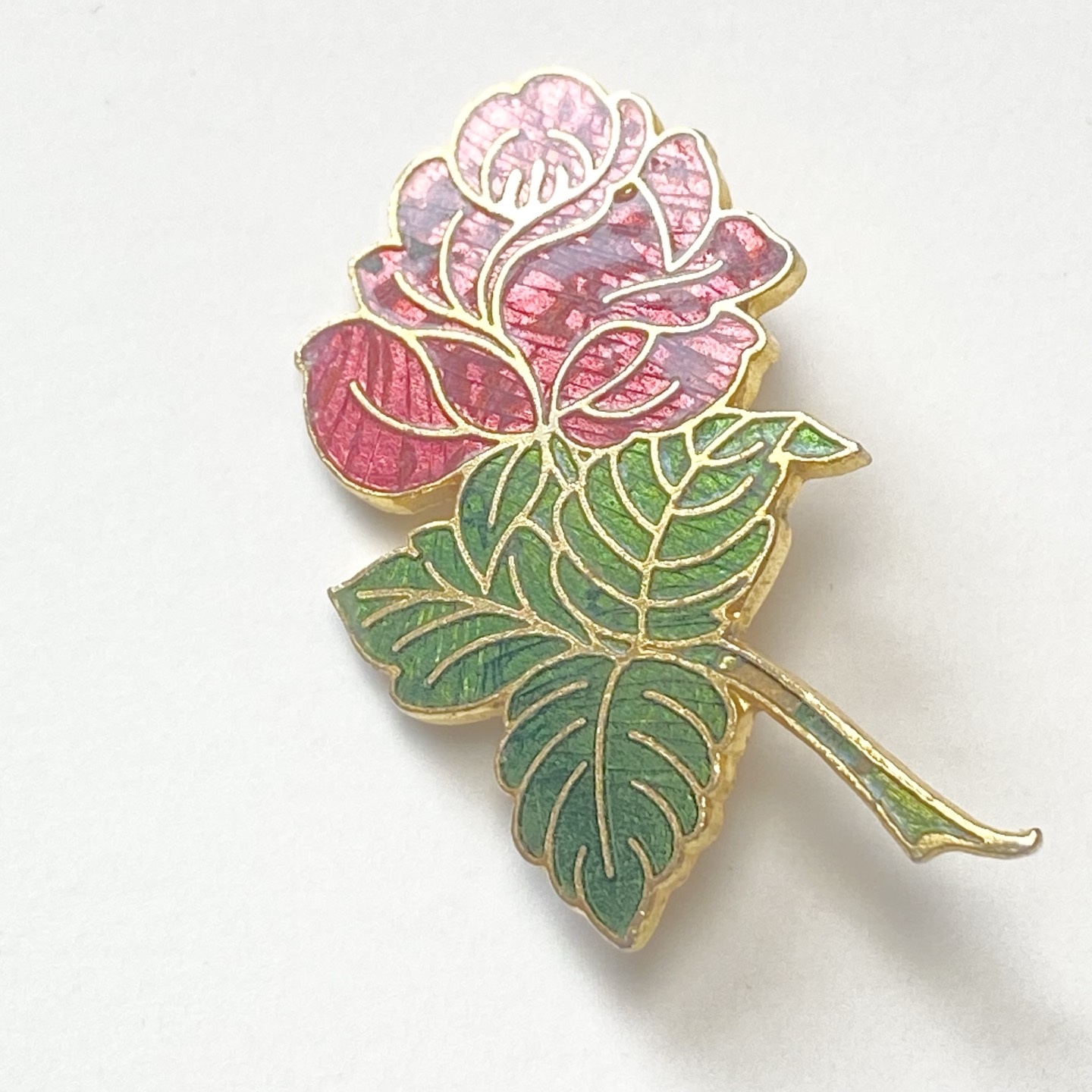 Vintage A.G.C. Cleveland Enamel Red Rose Green Leaf Gold Tone Lapel Pin ...
