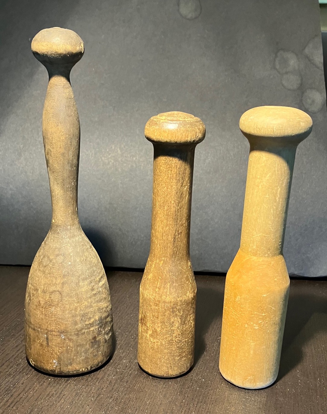 Vtg Wooden Pestal, Set of 3