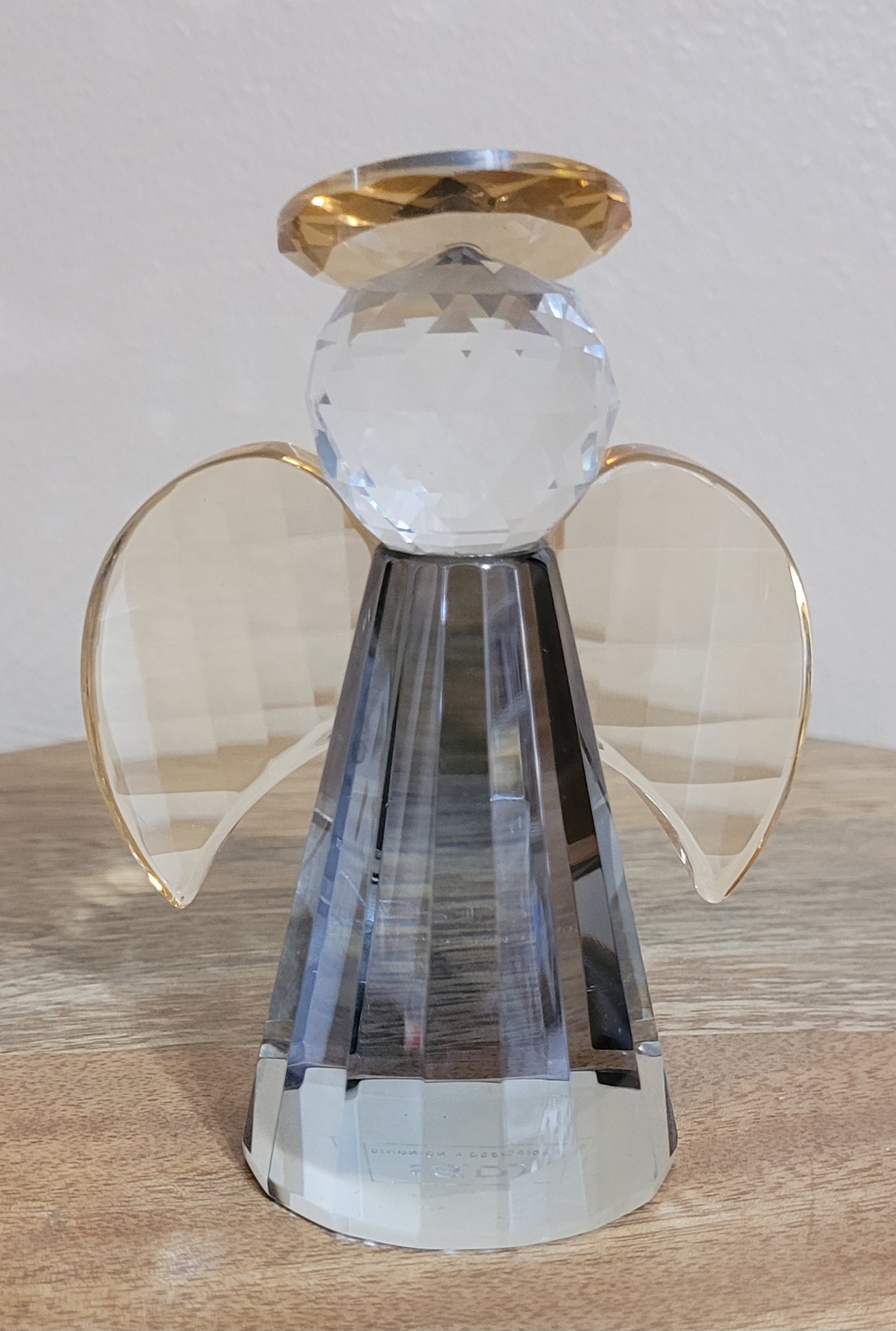 Simon Designs-Crystal Guardian Angel- Frosted Amber- Paperweight- 4 1/4