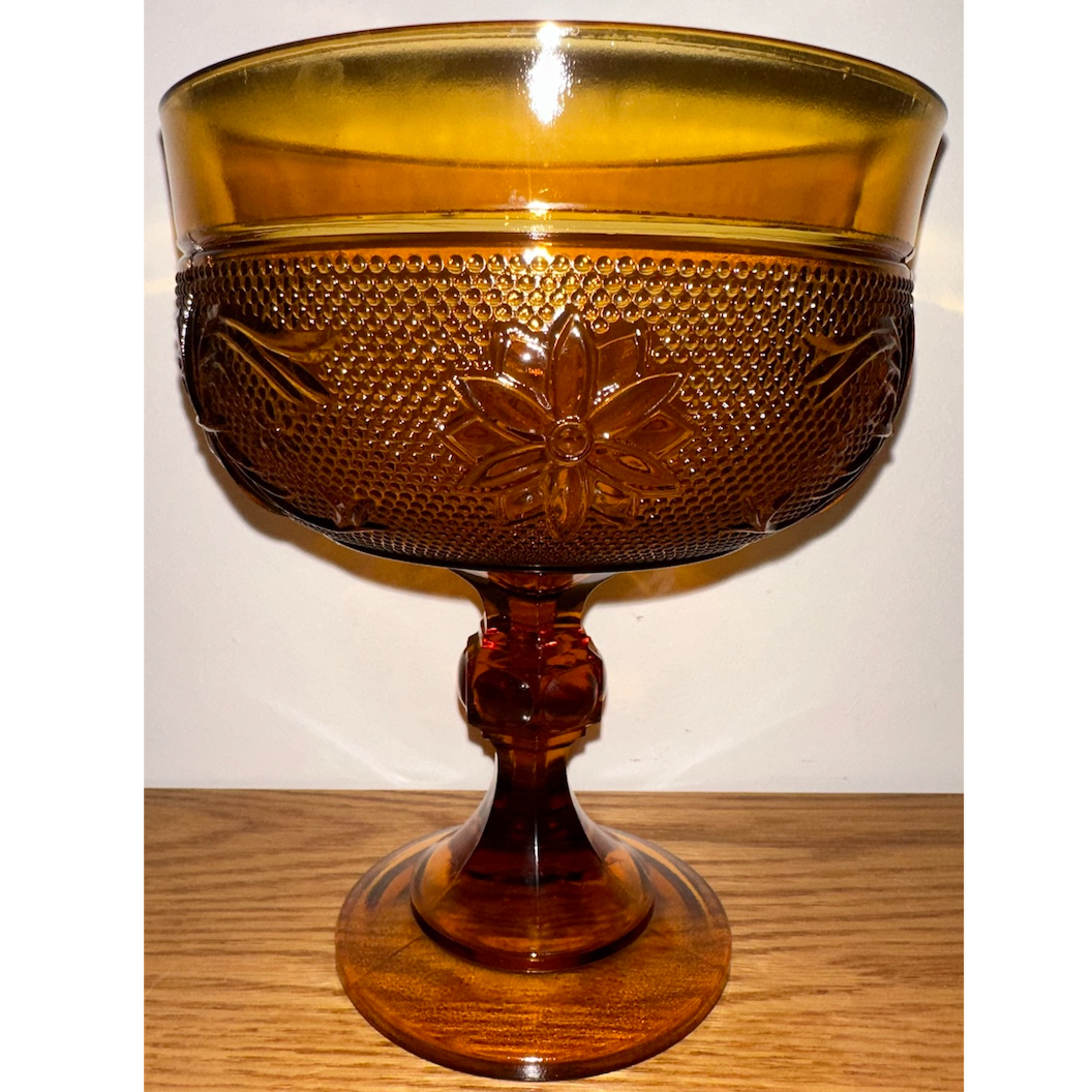 Tiara Indiana Glass Amber Sandwich Footed Candy Bowl Compote