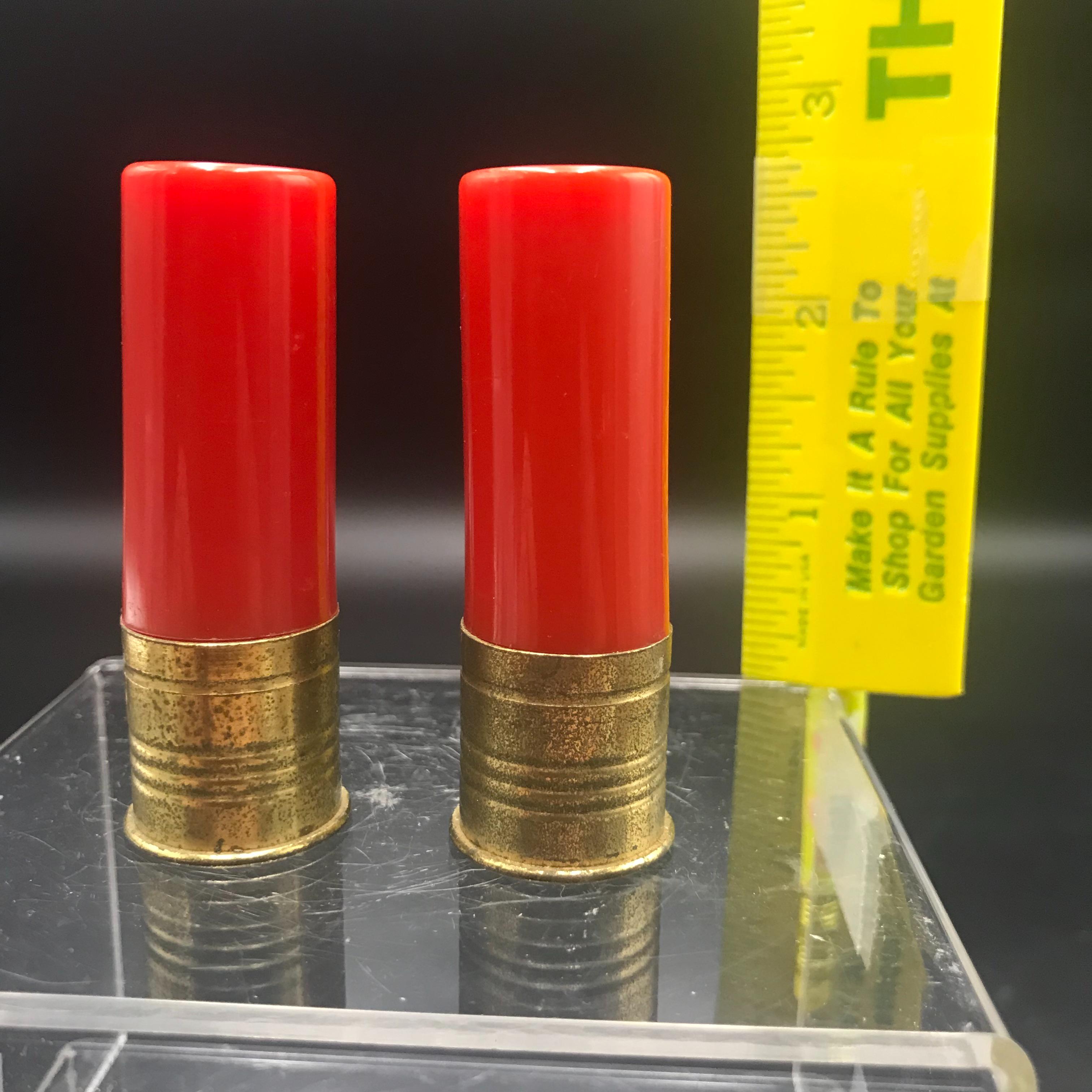 Vintage Pachmayr Red Shotgun Shell Salt and Pepper Set Made In USA